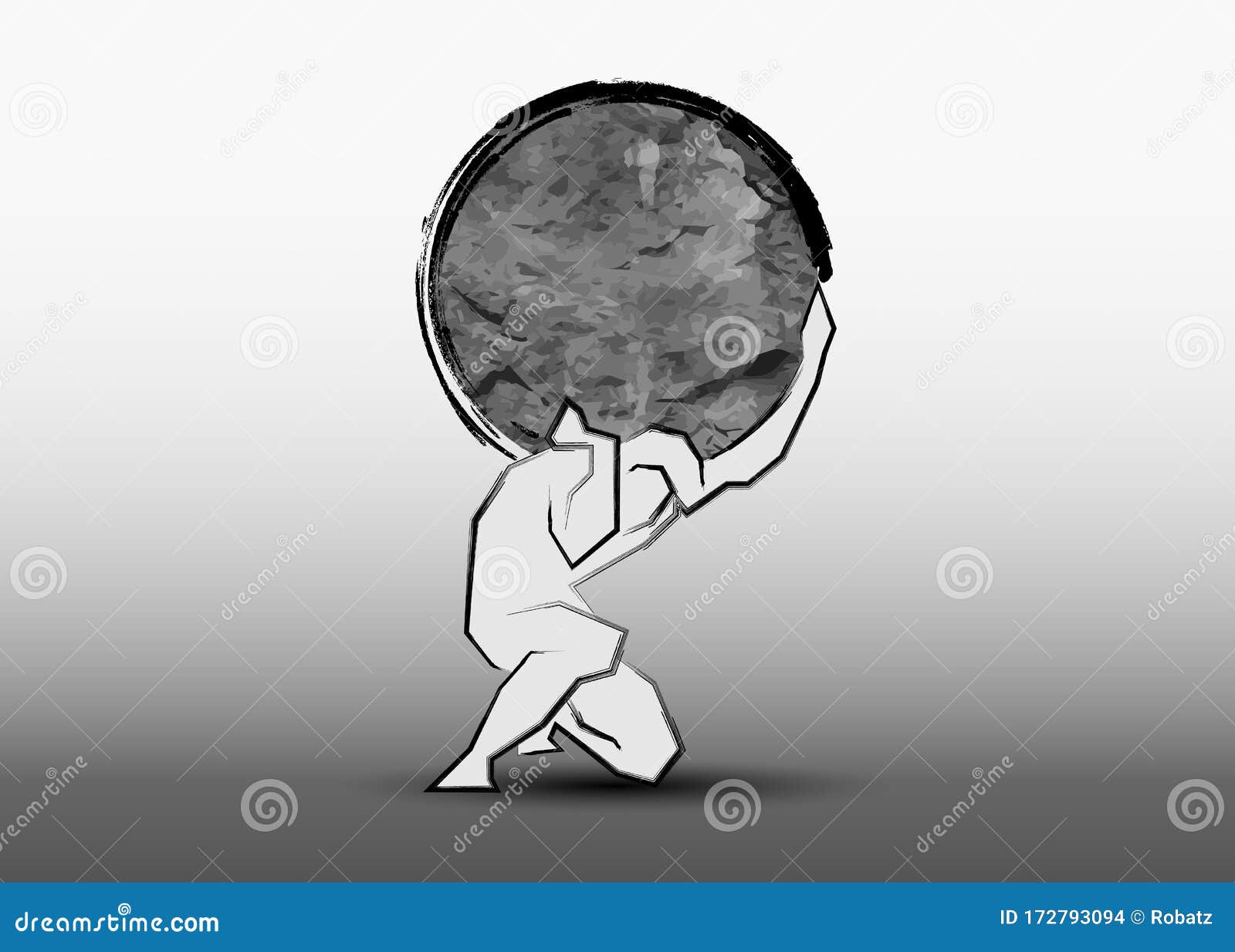 Man Carrying a Big Stone Icon, Hand Drawing Line Style, Logo Design ...