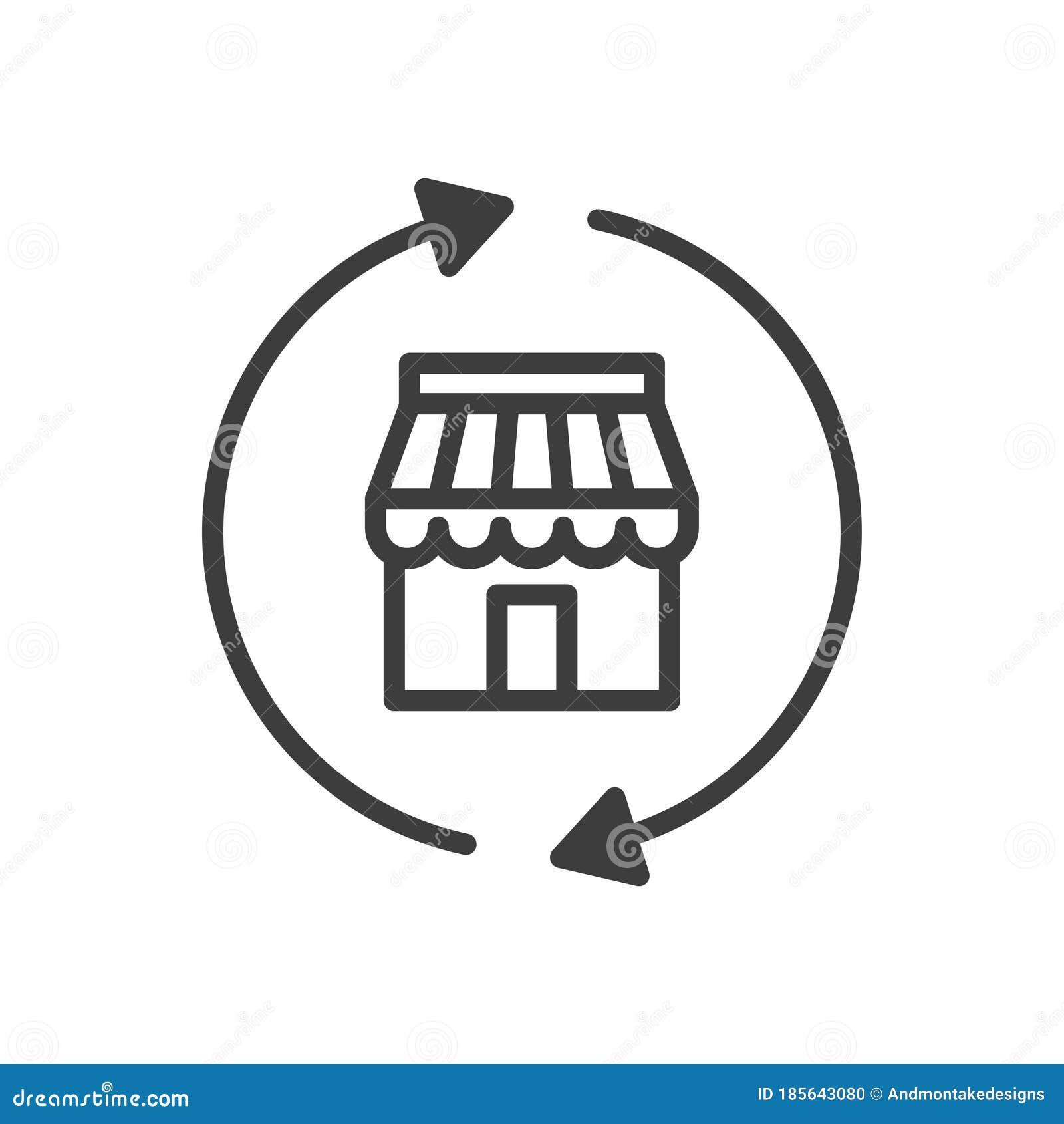 Shop with Arrows Icon. Return To Store Icon Stock Vector - Illustration ...
