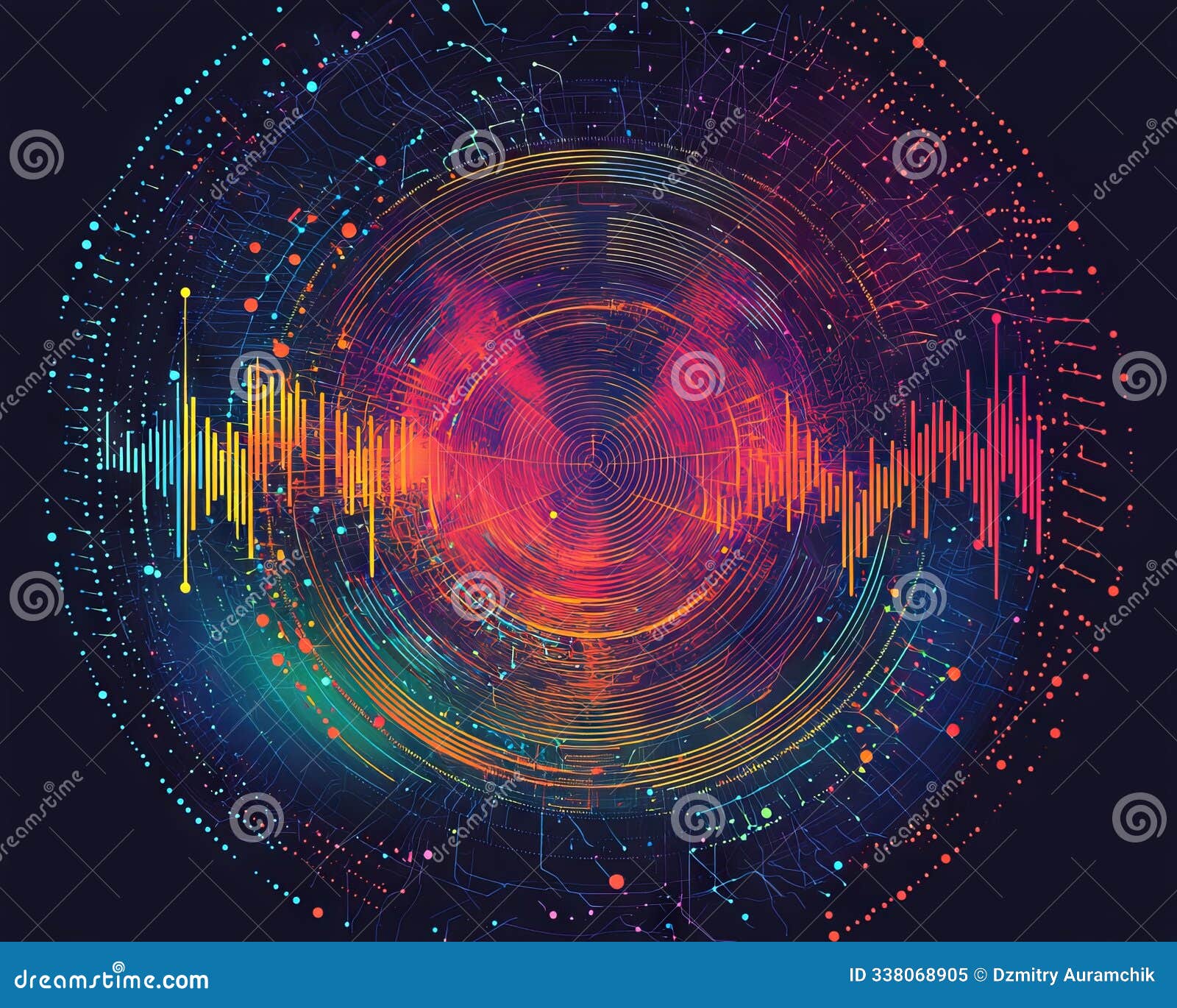 Icon of an Abstract Circular Equalizer with Soundwaves in a Frequency ...