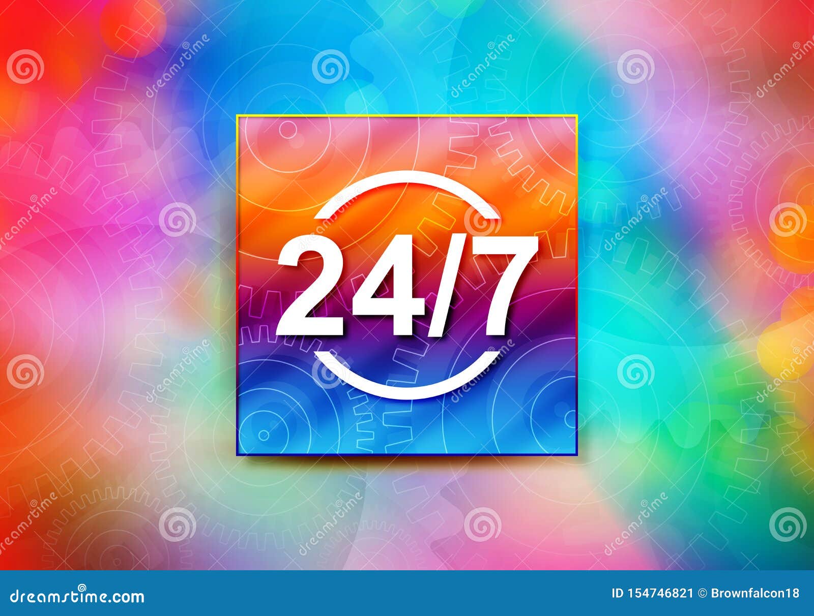 24 7 Icon Abstract Colorful Background Bokeh Design Illustration Stock