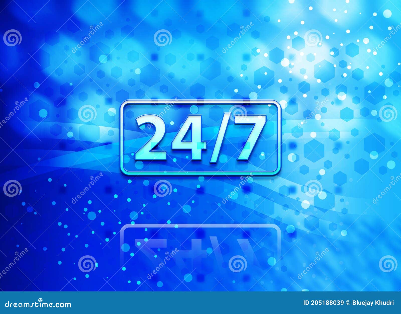 24/7 Icon Abstract Light Cyan Blue Hexagon Pattern Background Stock ...