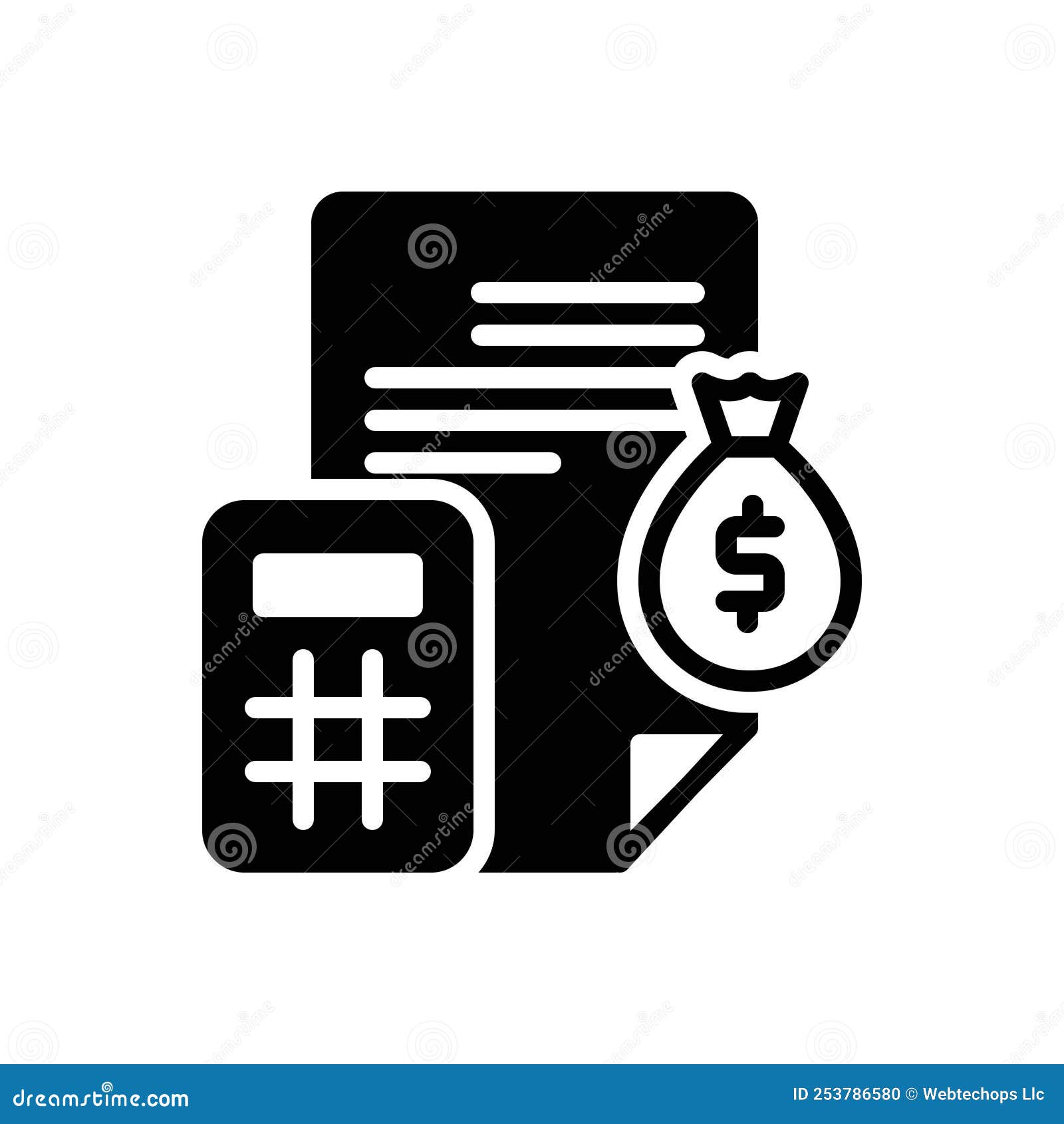 Black Solid Icon for Accounts, Calculation and Description Stock ...