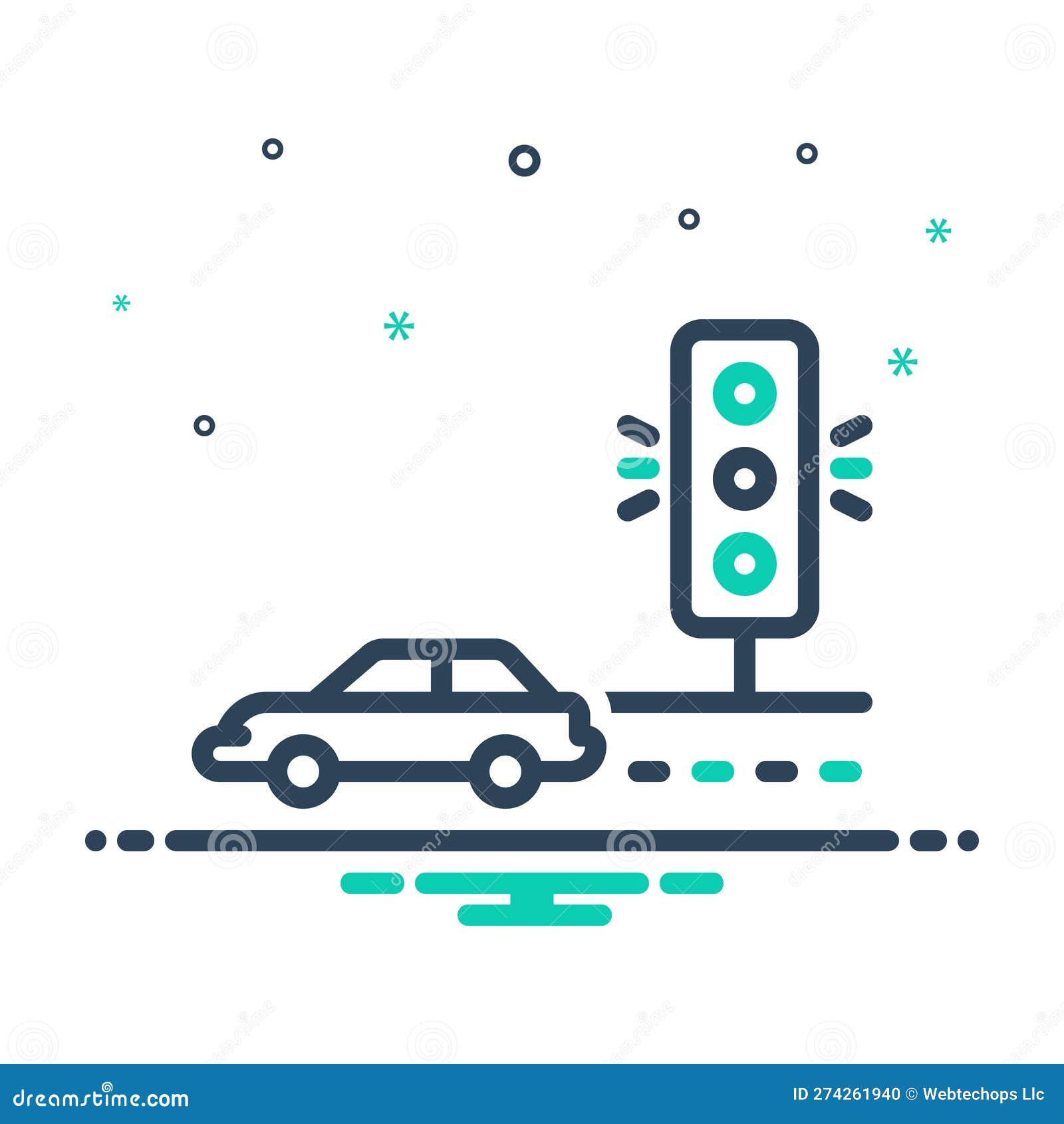 Mix Icon for Across, Traffic Signal and Footpath Stock Illustration ...