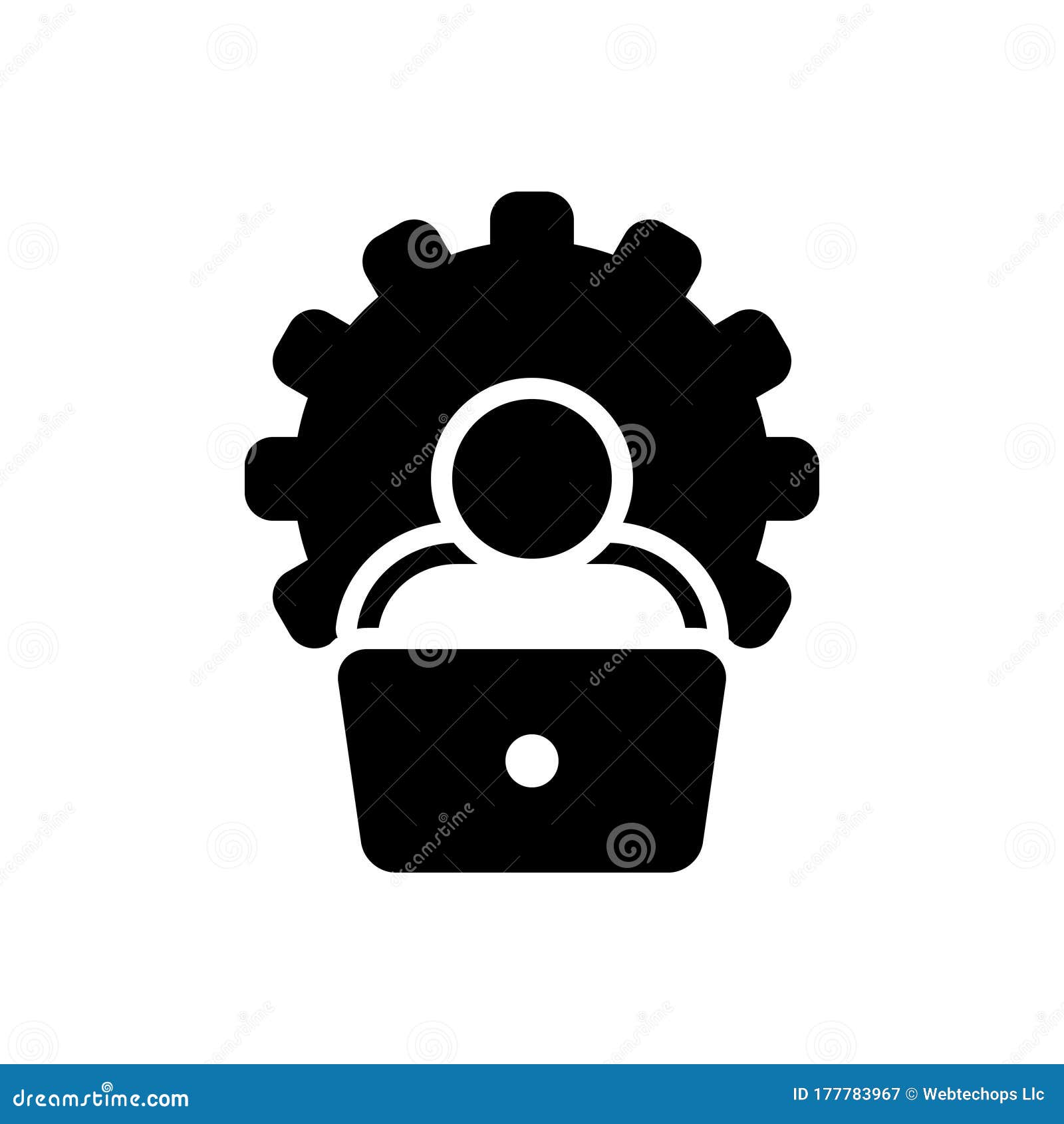 Black Solid Icon for Administrator, Laptop and Cogwheel Stock Vector ...