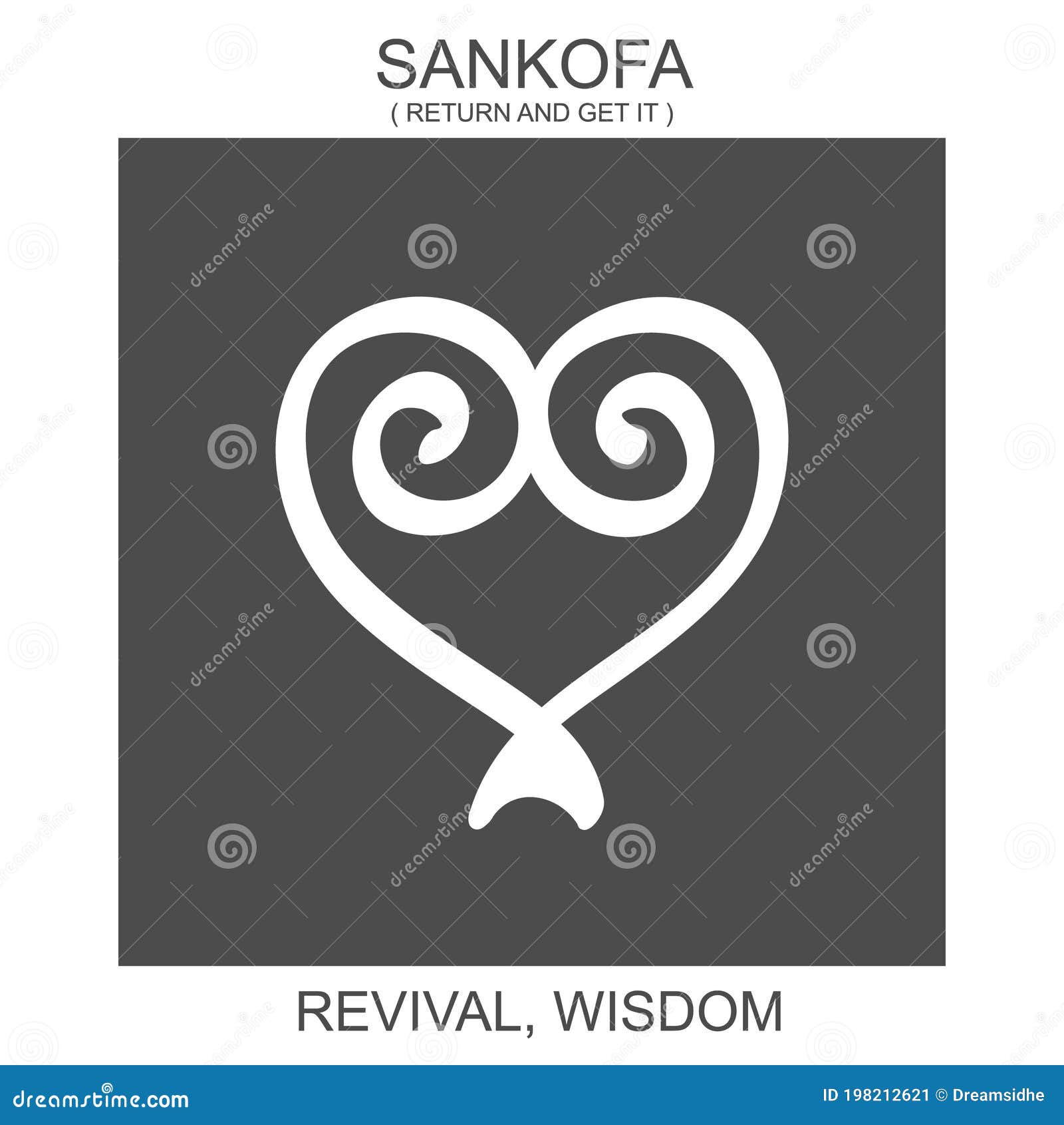 Icon with African Adinkra Symbol Sankofa. Symbol of Revival and Wisdom ...