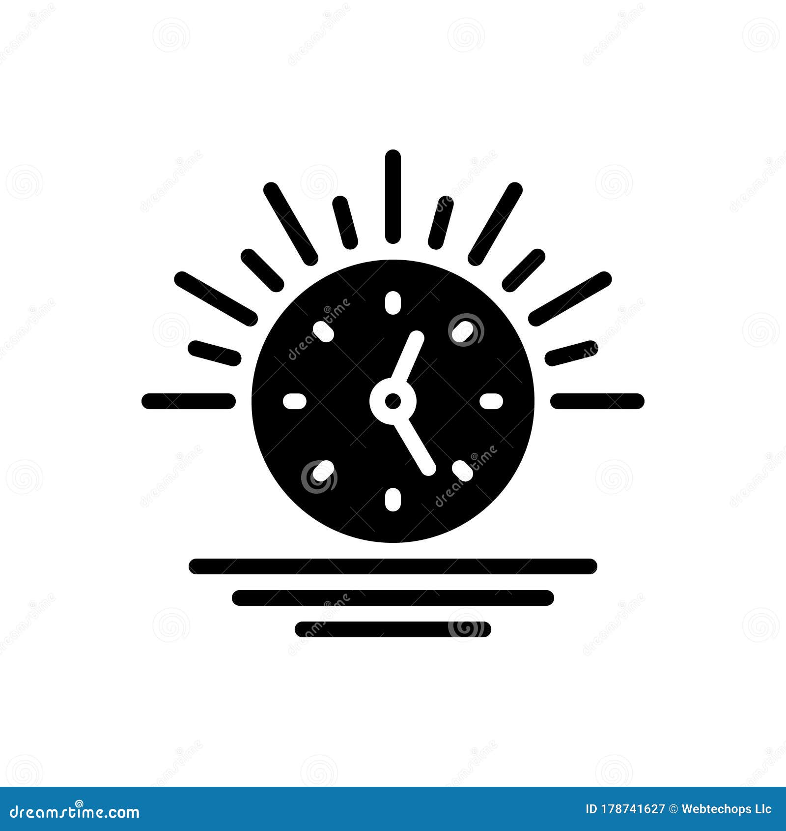Black Solid Icon for Afternoon, Time and Clock Stock Vector ...