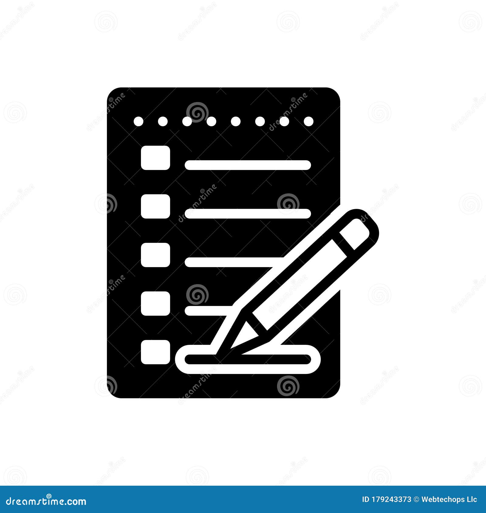Black Solid Icon for Agenda, Order and Paper Stock Vector ...