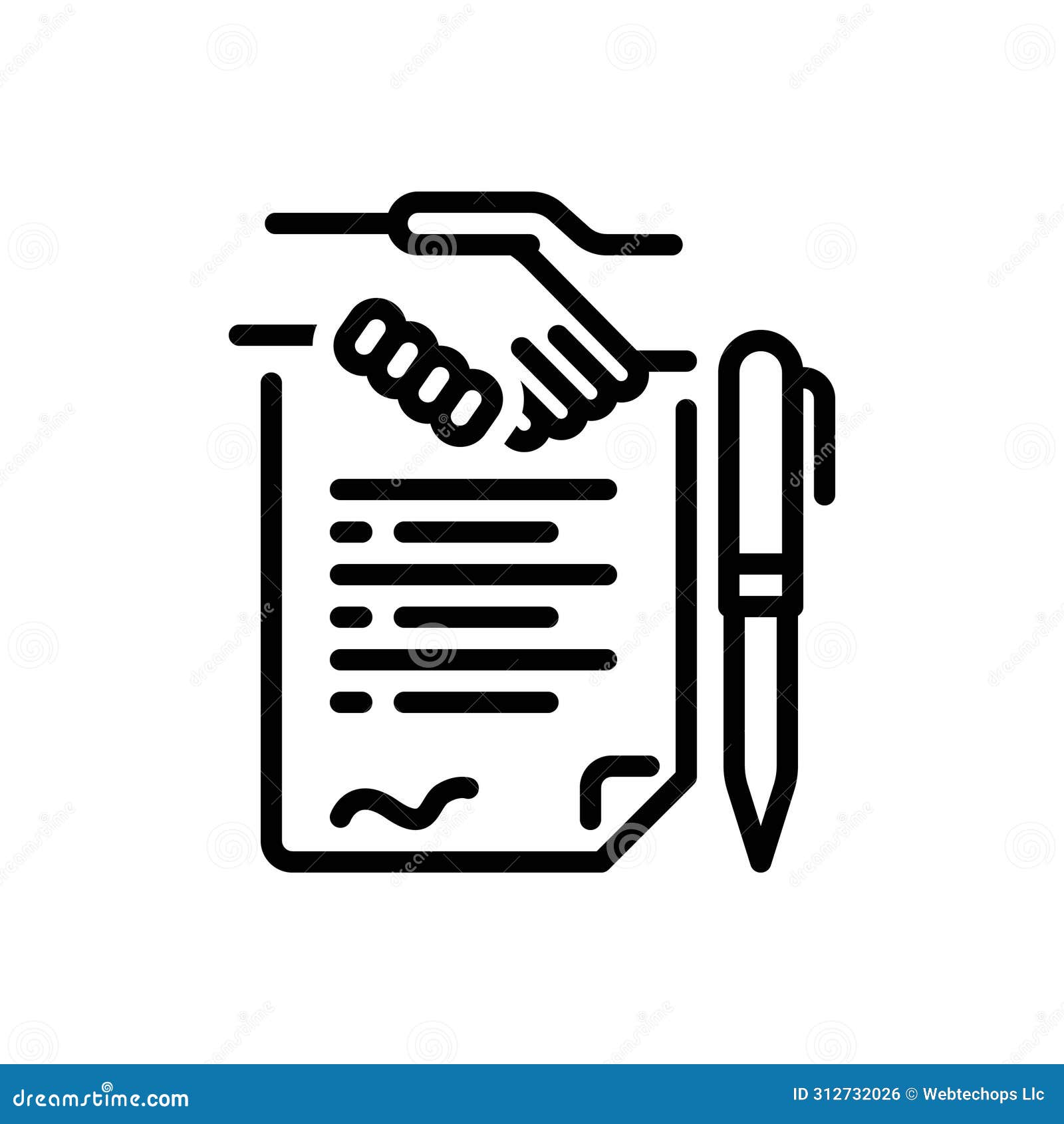 Black Line Icon for Agreement, Settlement and Deal Stock Illustration ...