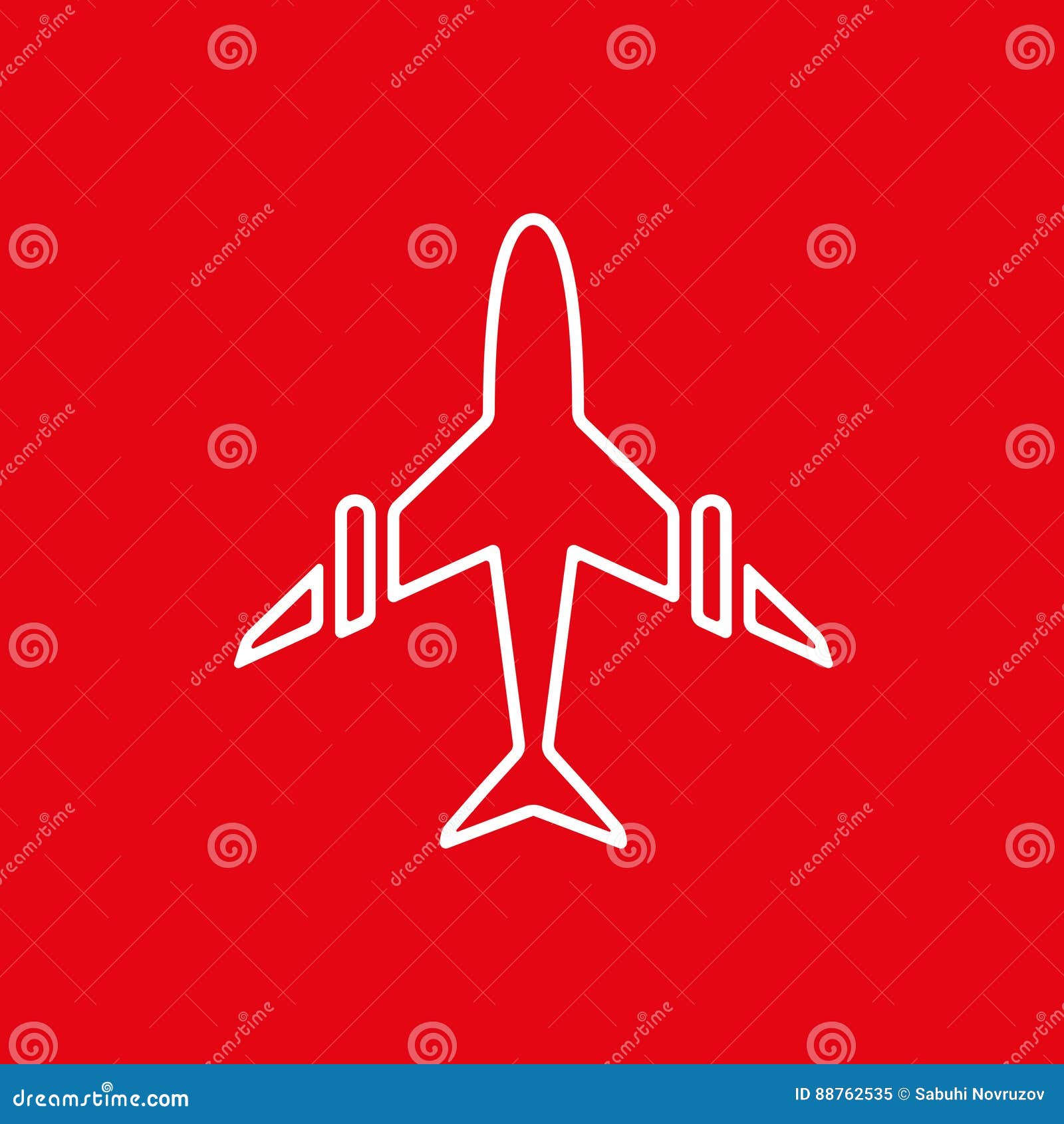 Icon of Airplane, Plane on Red Background Vector Illustration. Stock ...
