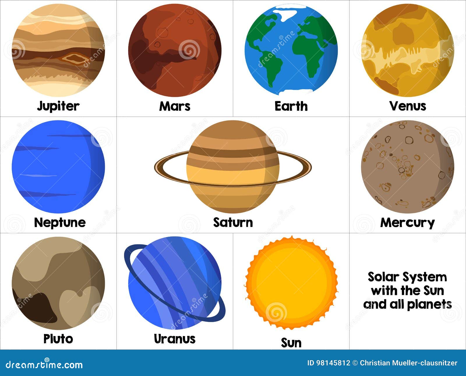 Icon of all planets stock vector. Illustration of mercury - 98145812