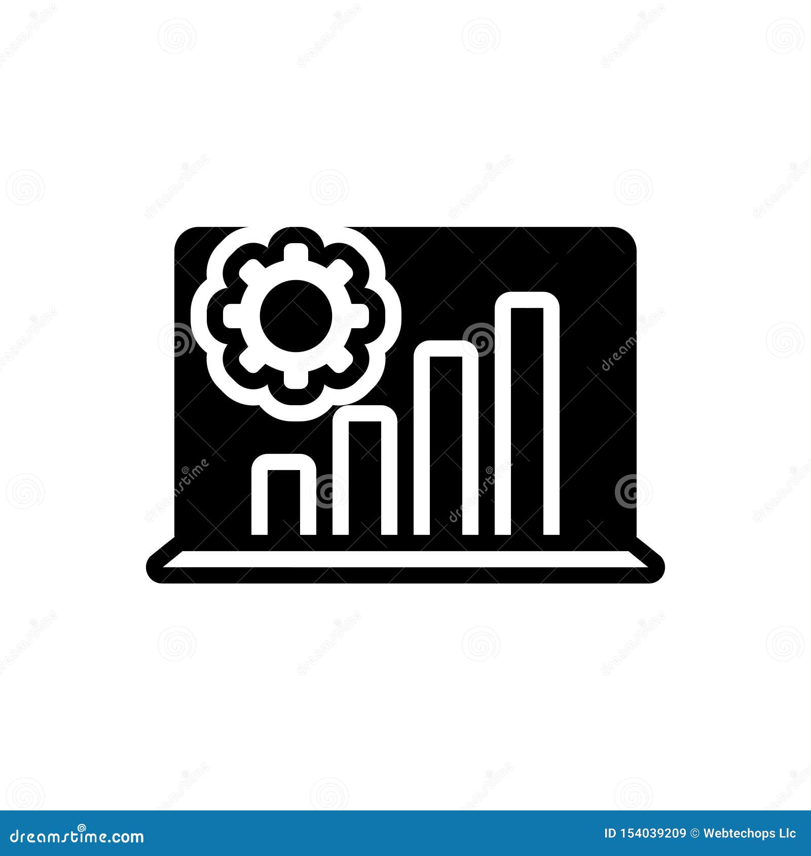Black Solid Icon for Analysis Process, Laptop and Graphics Stock Vector ...