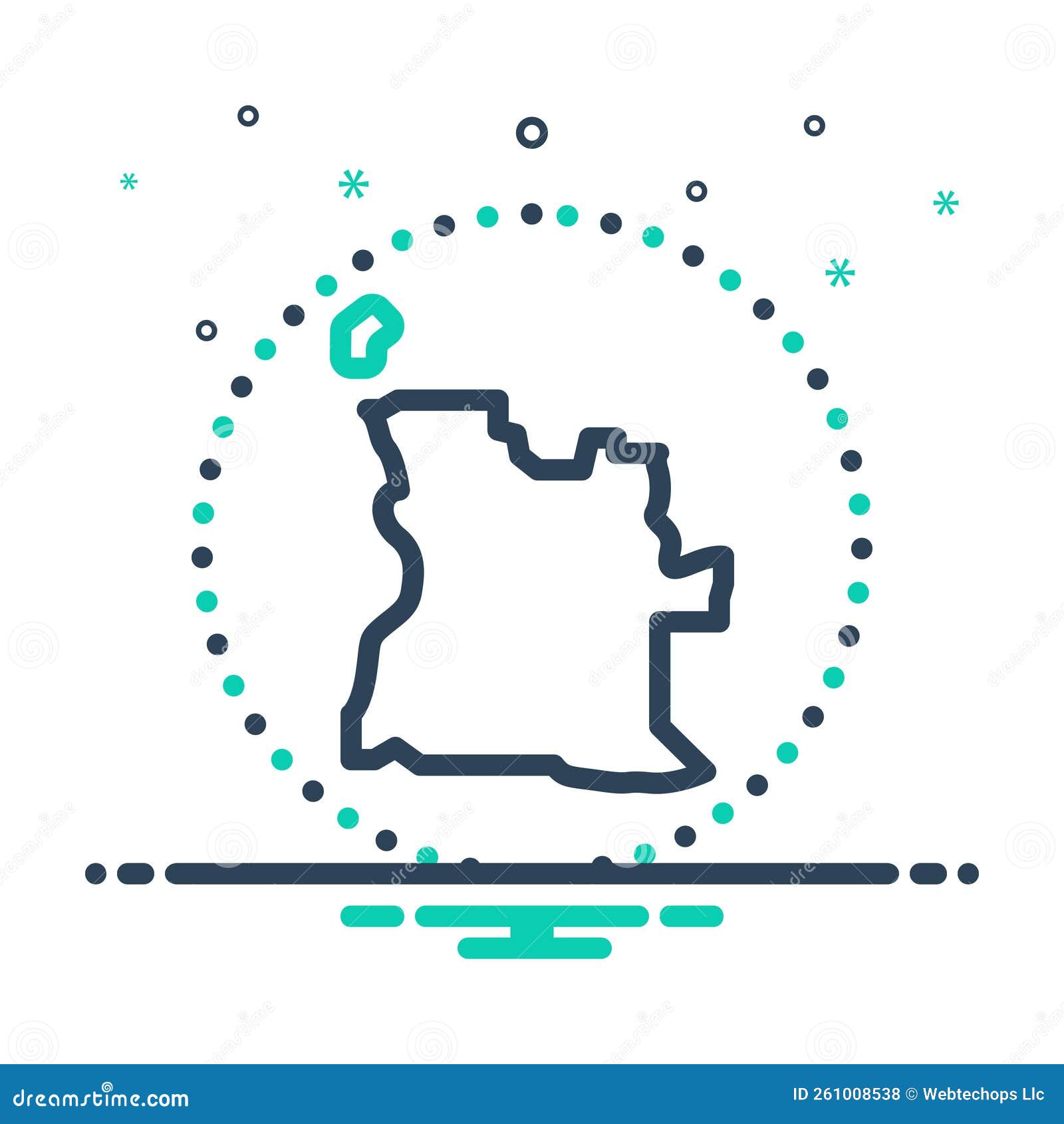 Map Icon Of Angola. Blue Map Of Africa With Highlighted Angola In Red ...