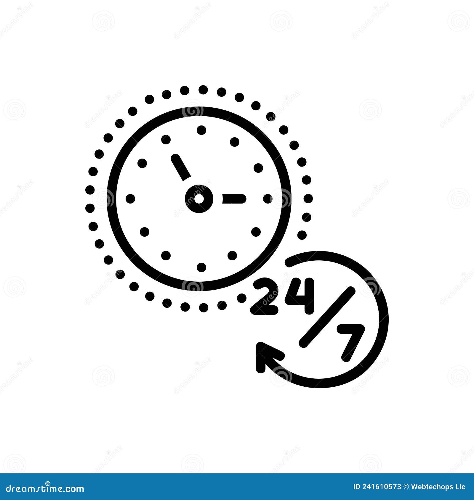 Black Line Icon for Anytime, Clock and Hours Stock Vector ...