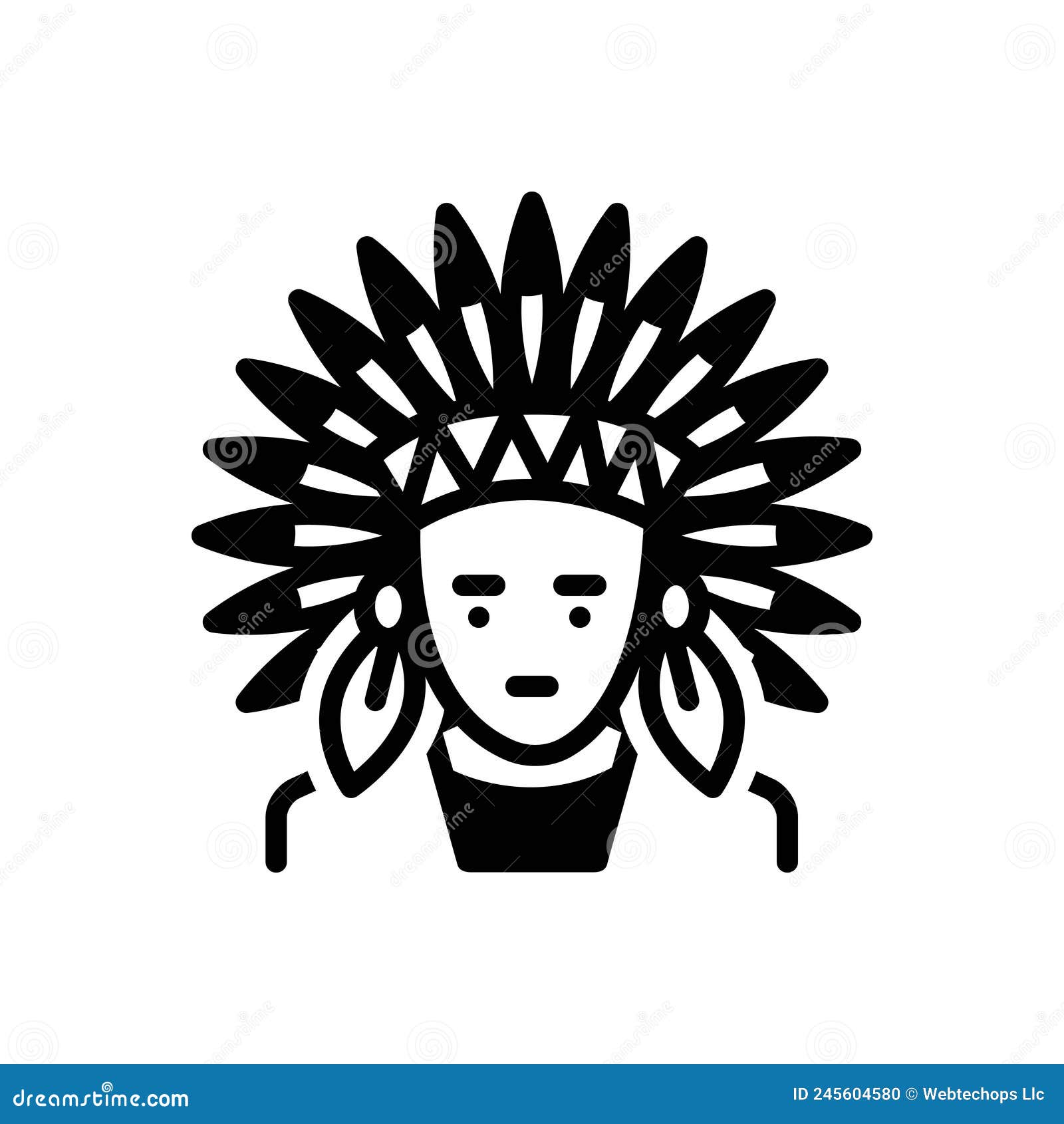 Black Solid Icon for Apache, Mascot and American Stock Vector ...