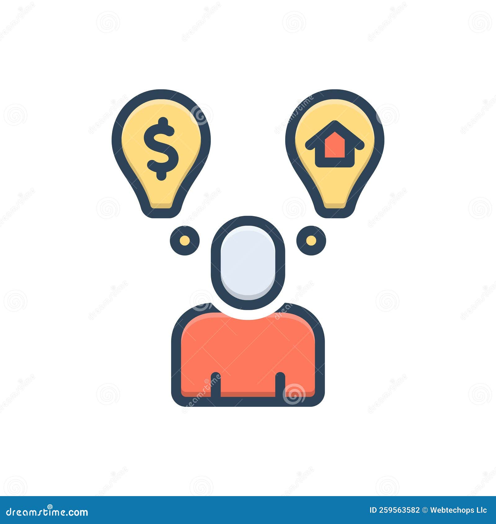 Color Illustration Icon for Assuming, Brainstorm and Consider Stock ...