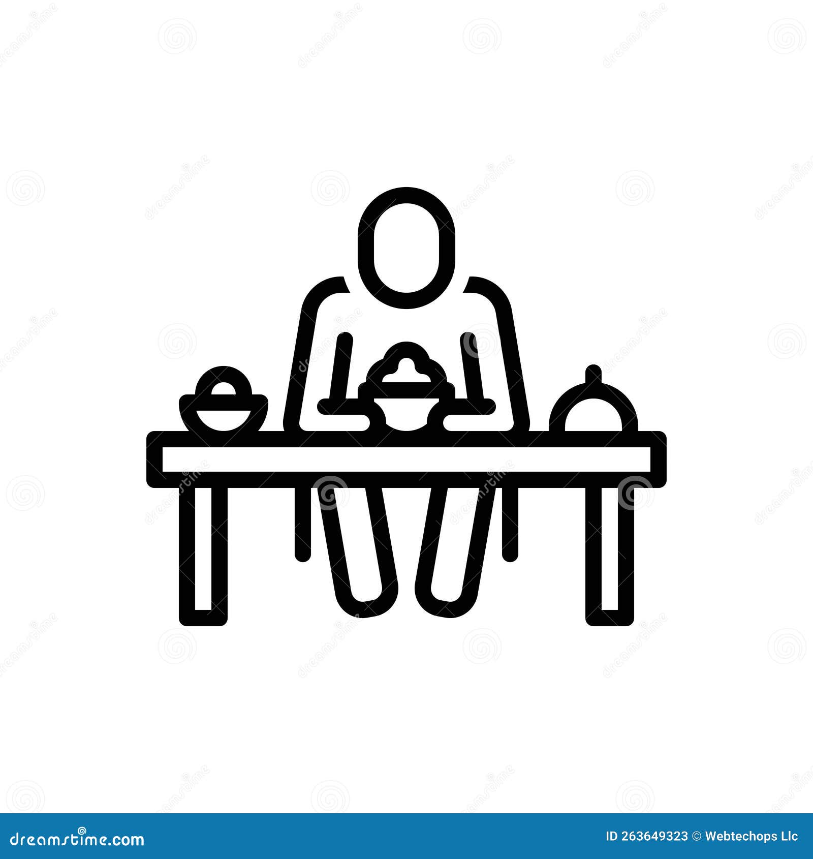 Black Line Icon for Ate, Dinner and Lunch Stock Vector - Illustration ...