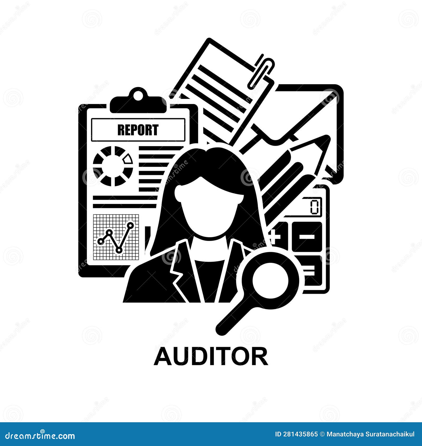 Auditor Icon.Business Auditor Inspector Examiner Controller Isolated on ...