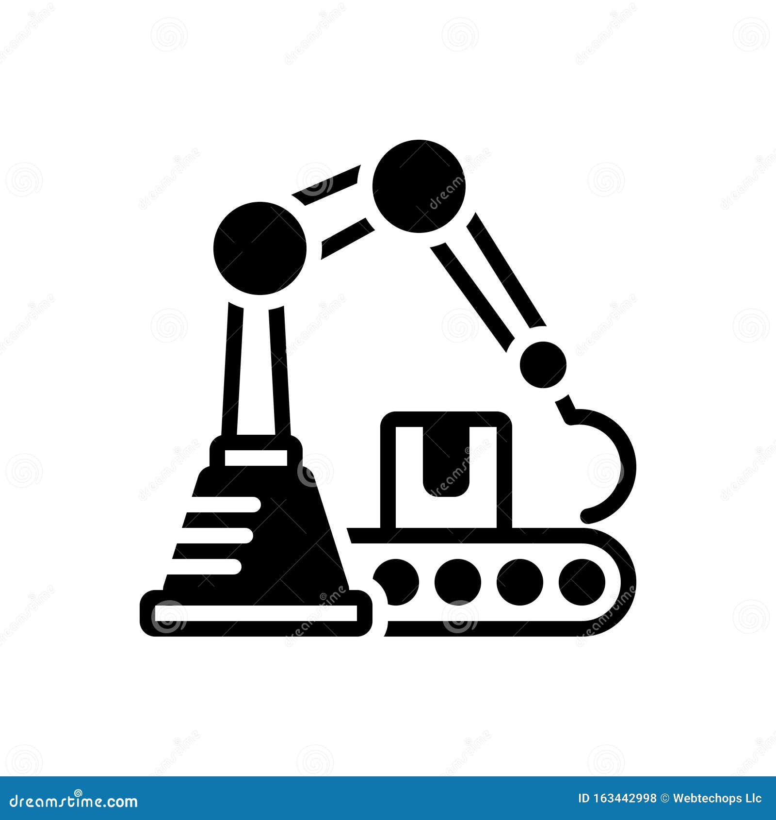 Black Solid Icon for Automated Robotic Arm, Manufacturing and Loader ...