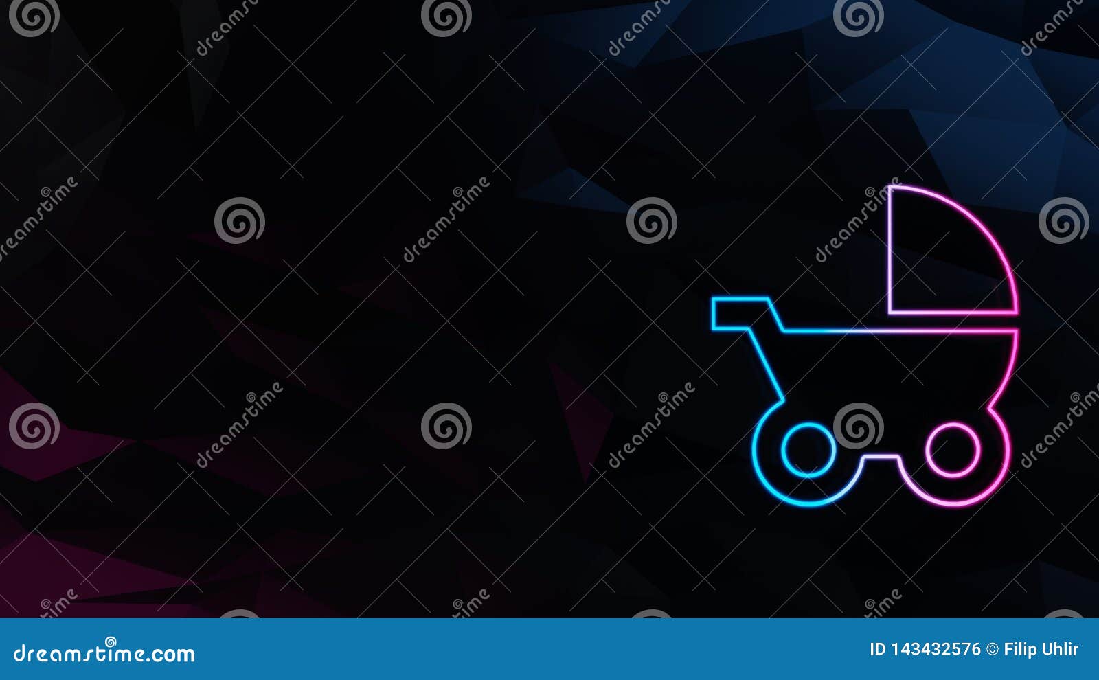 Icon of baby stroller stock illustration. Illustration of neon - 143432576