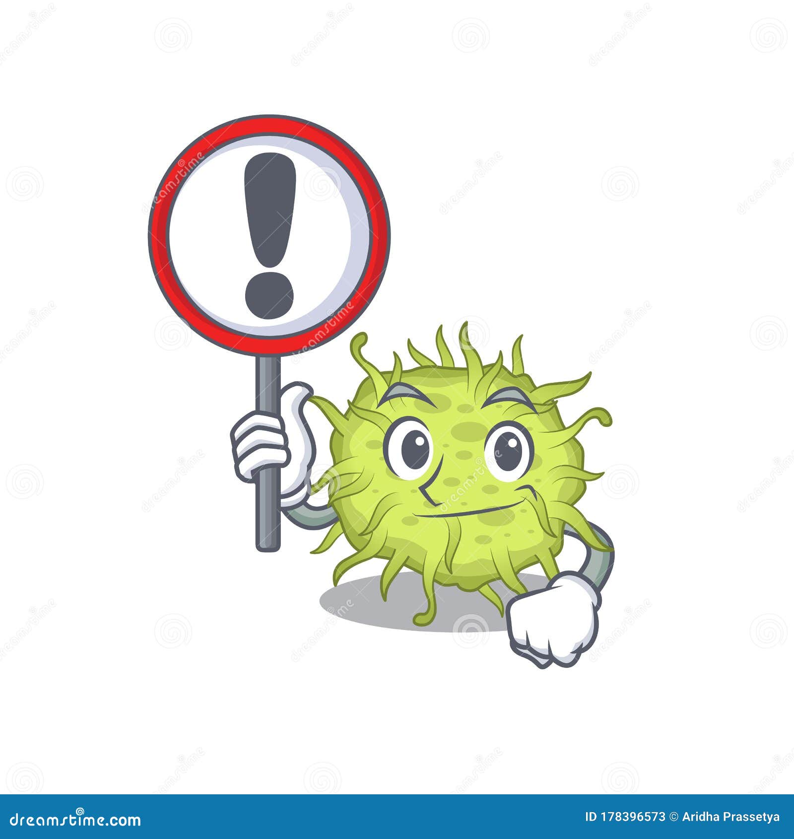 An Icon of Bacteria Coccus Cartoon Design Style with a Sign Board Stock ...