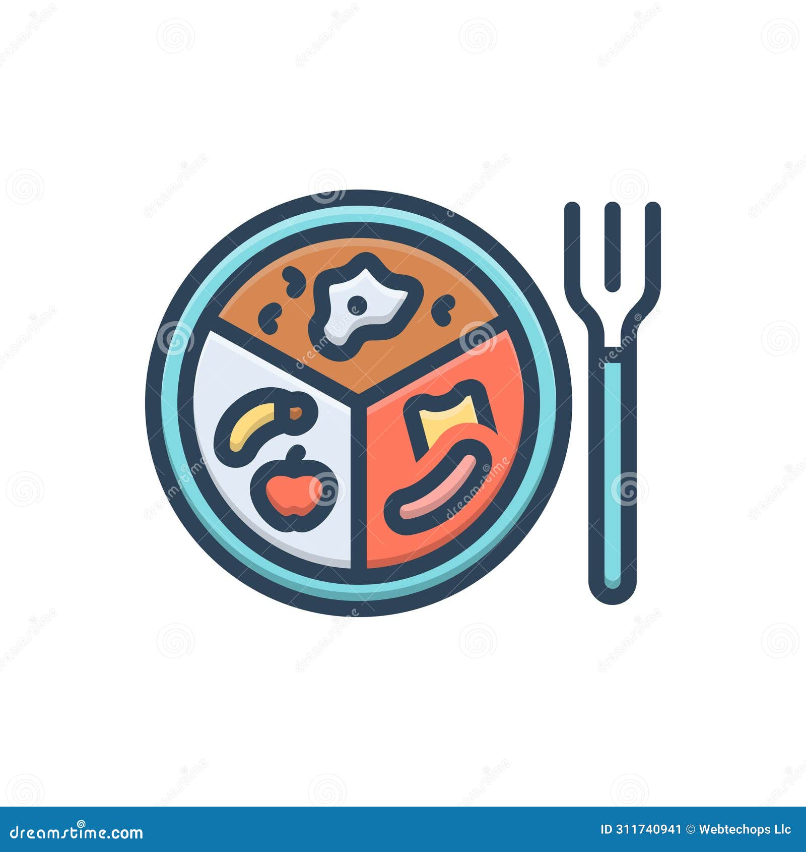 Color Illustration Icon for Balanced Diet, Eating and Protein Stock ...