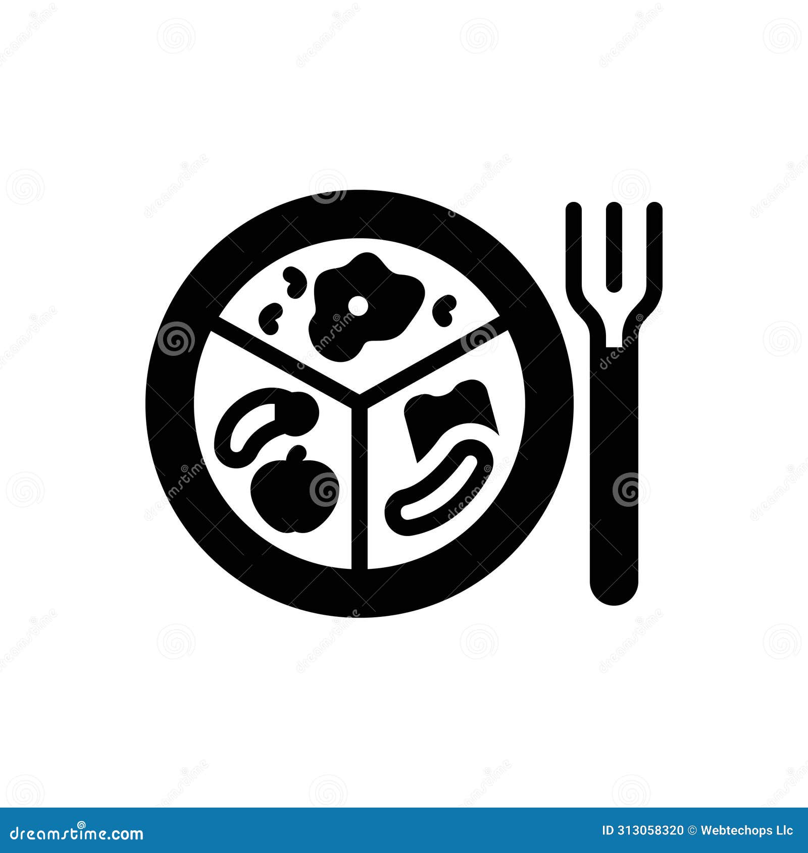 Black Solid Icon for Balanced Diet, Balance and Meal Stock Illustration ...