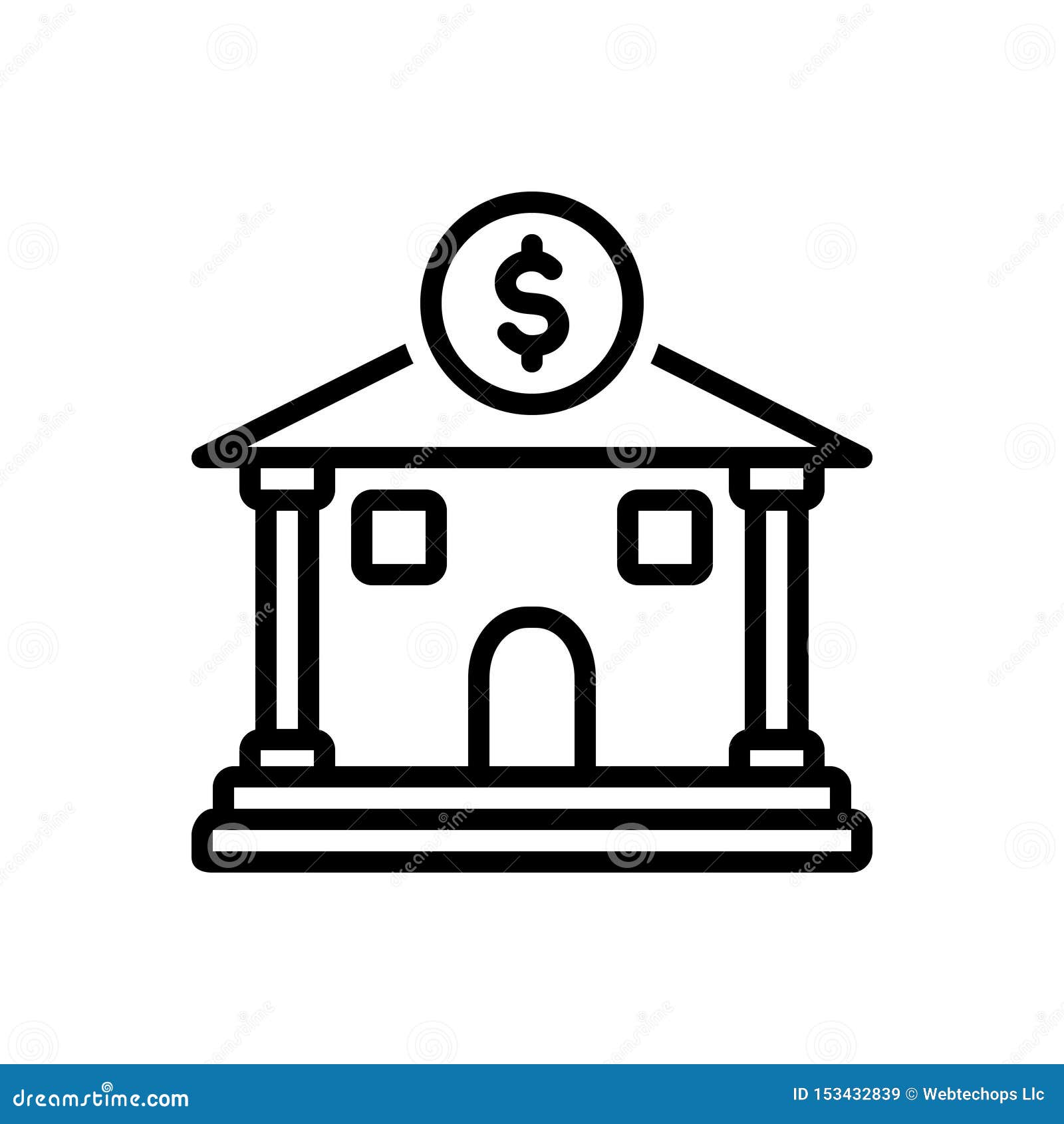 Black Line Icon for Bank, Money Dealing and Lending Stock Vector ...