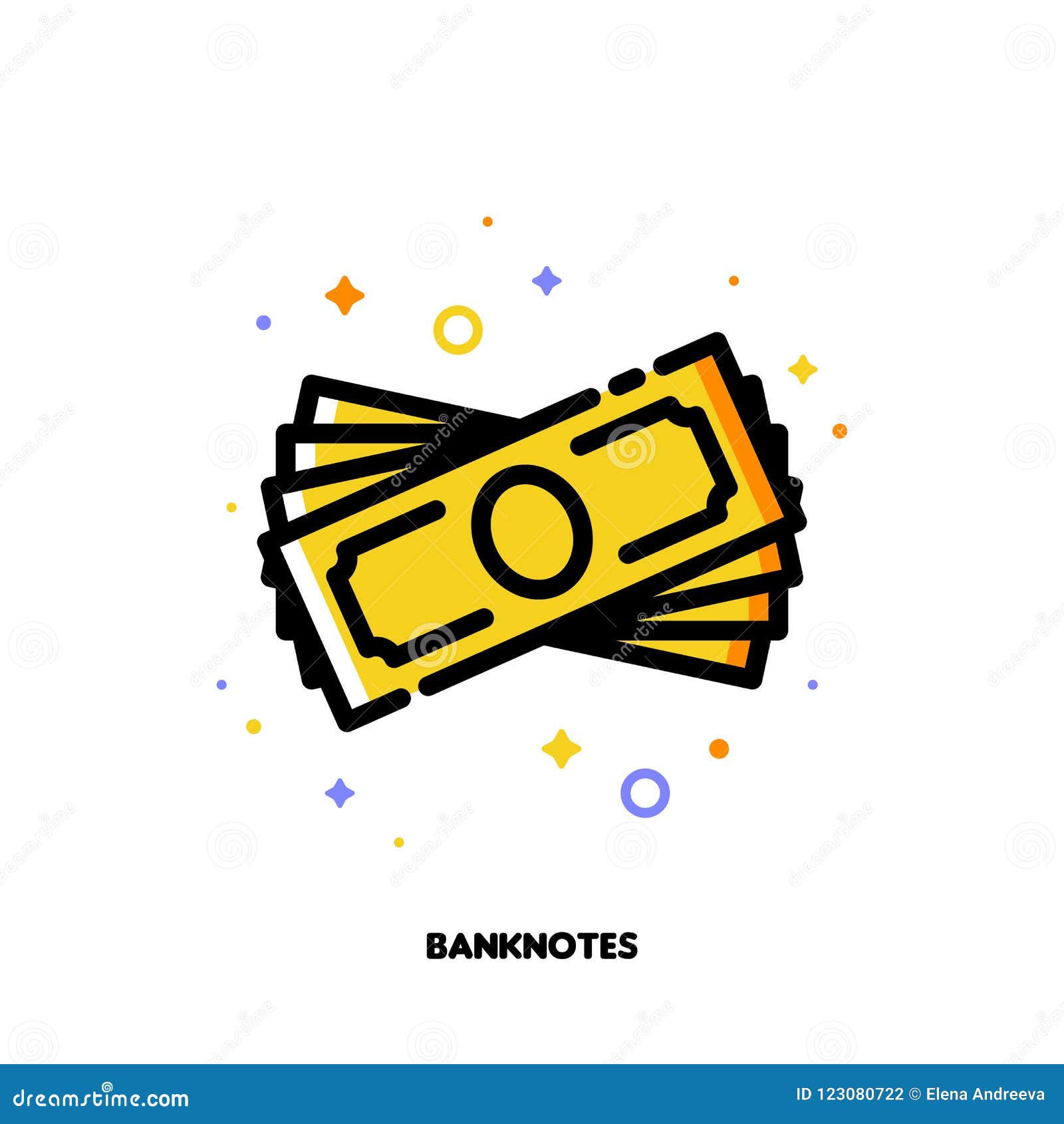 Icon of Banknotes Stack for Money Concept. Flat Filled Outline Stock ...