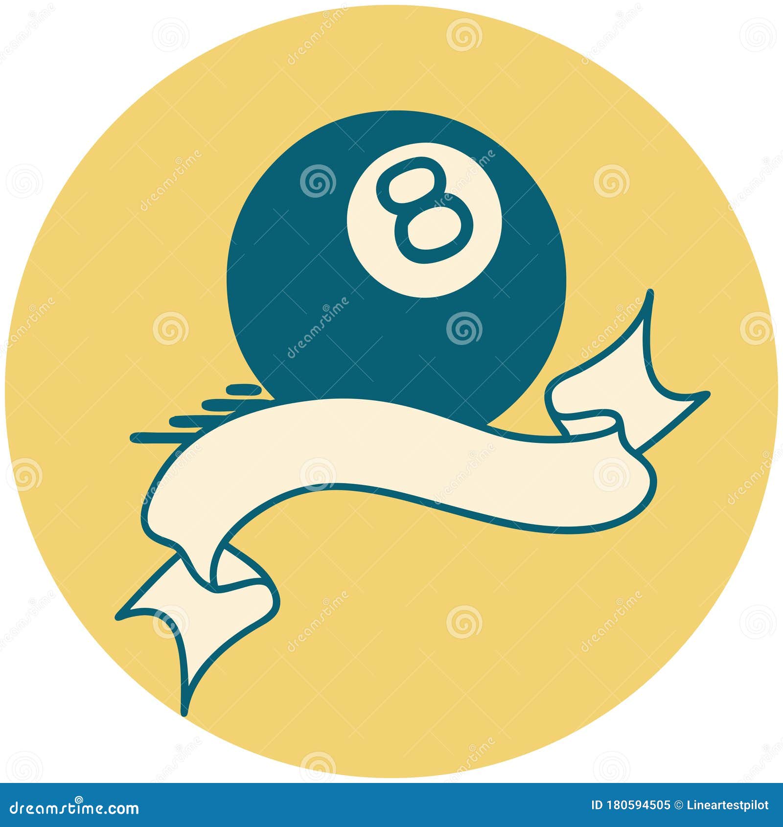 Icon with Banner of a 8 Ball Stock Vector - Illustration of banner ...