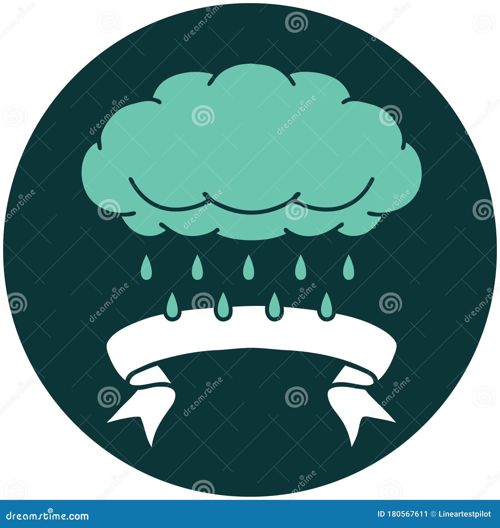 Icon with Banner of a Cloud Raining Stock Vector - Illustration of ...