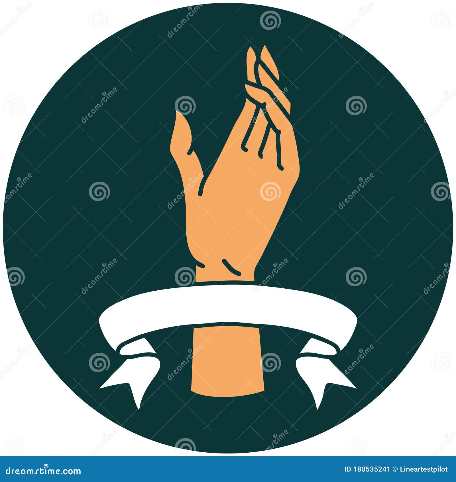 Icon with banner of a hand stock vector. Illustration of style - 180535241