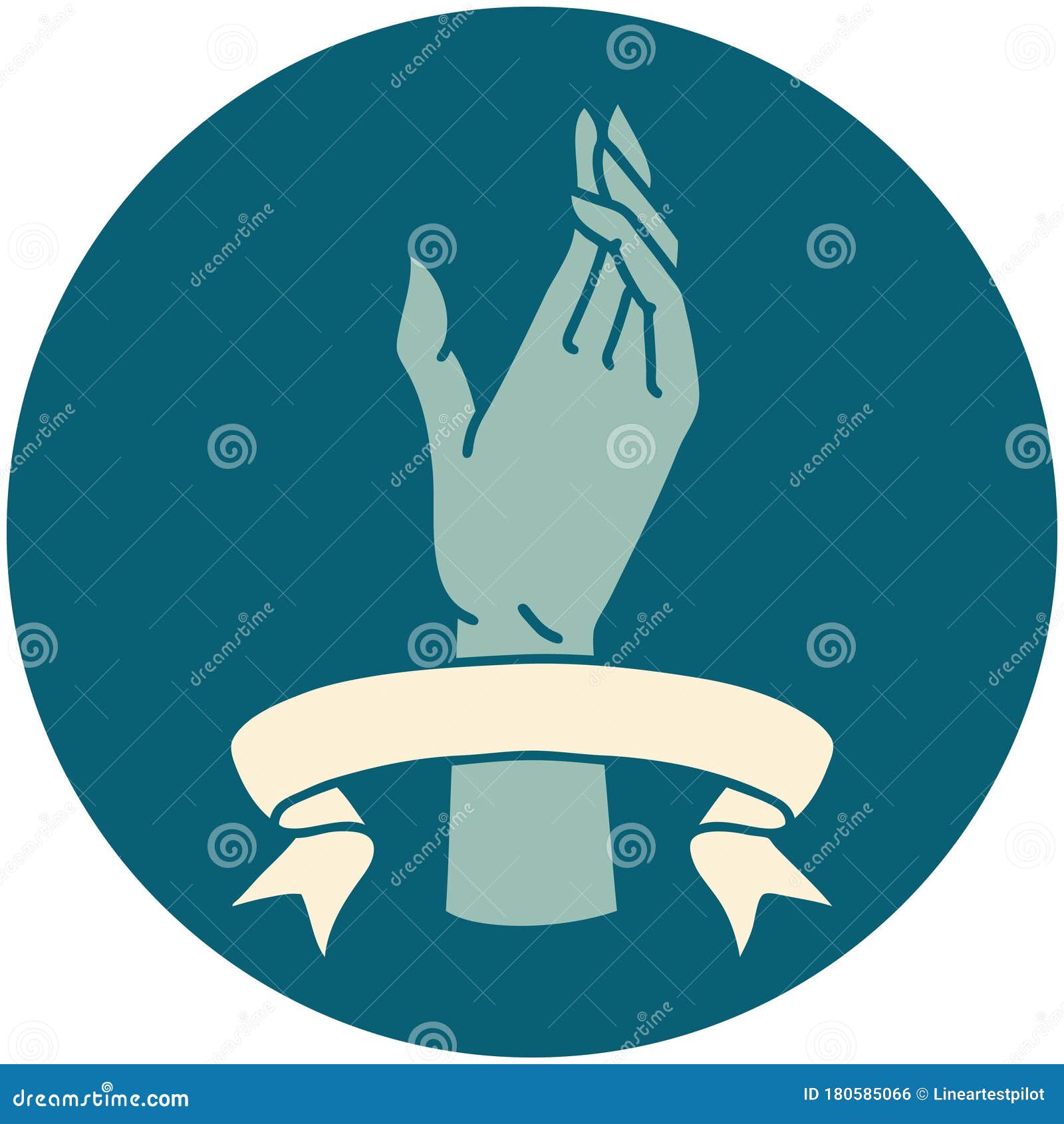 Icon with banner of a hand stock vector. Illustration of icon - 180585066
