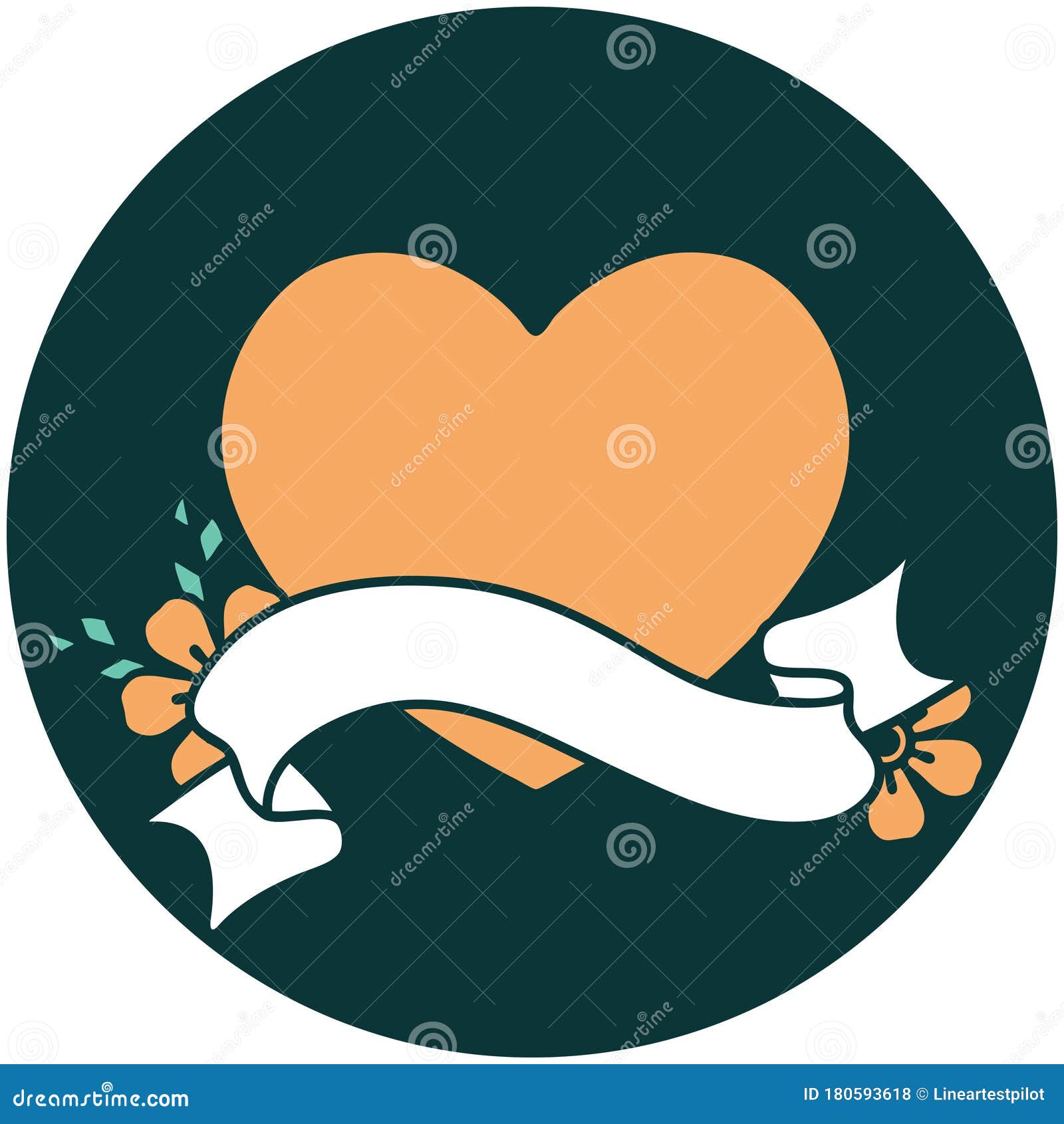 Icon with Banner of a Heart Stock Vector - Illustration of tattoo ...