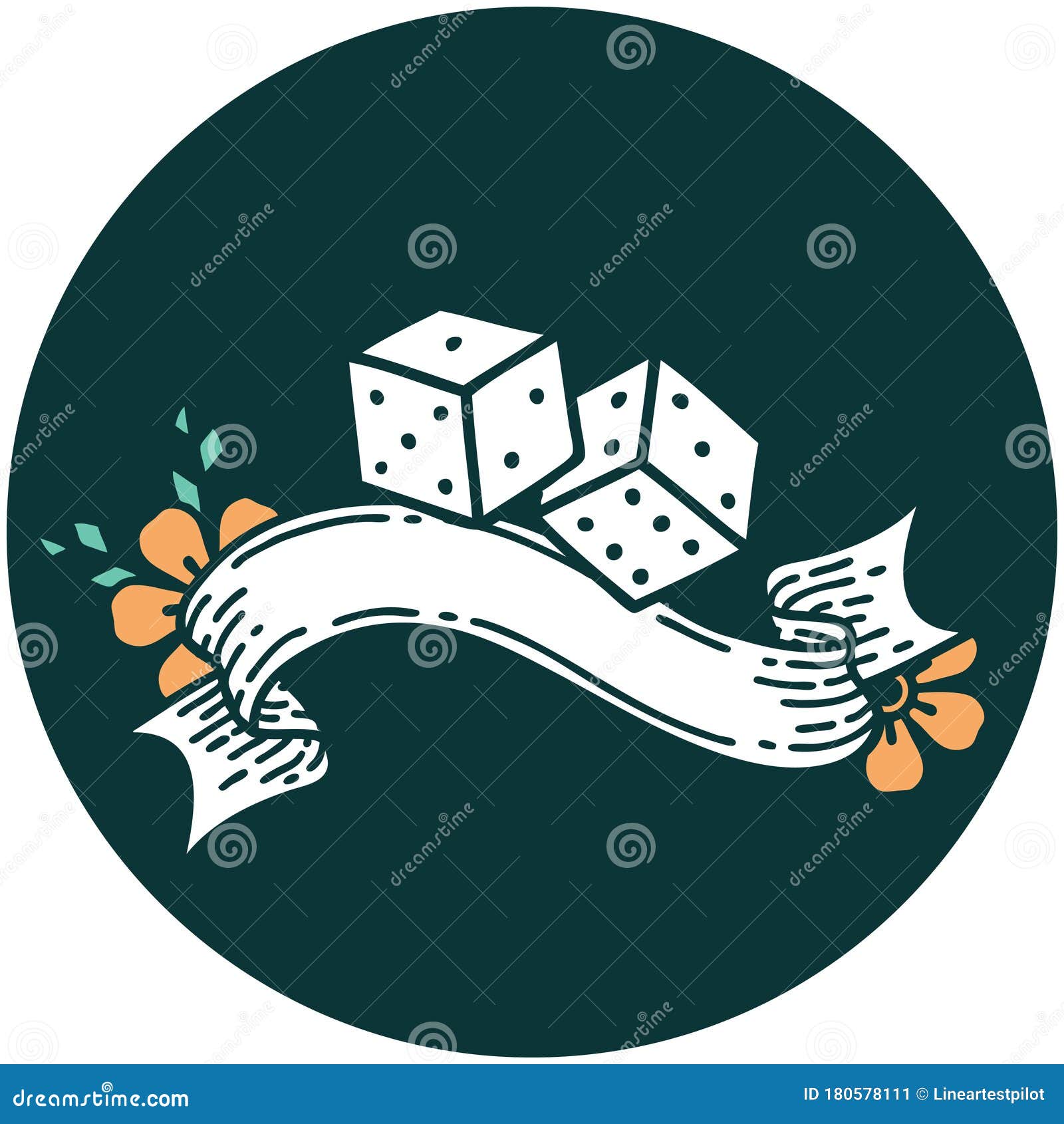 Icon with Banner of Lucky Dice Stock Vector - Illustration of banner ...