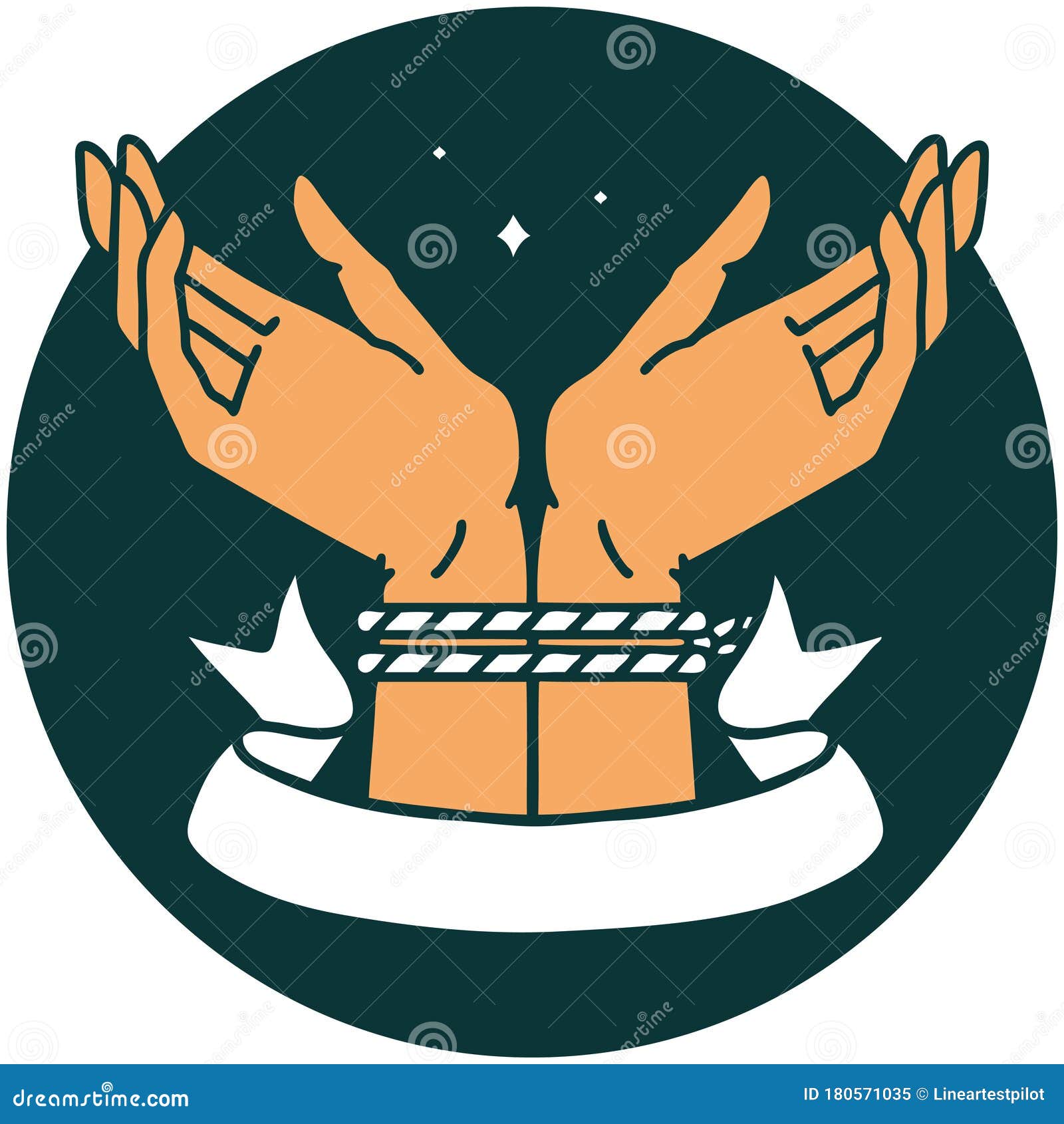 Icon with Banner of a Pair of Tied Hands Stock Vector - Illustration of ...