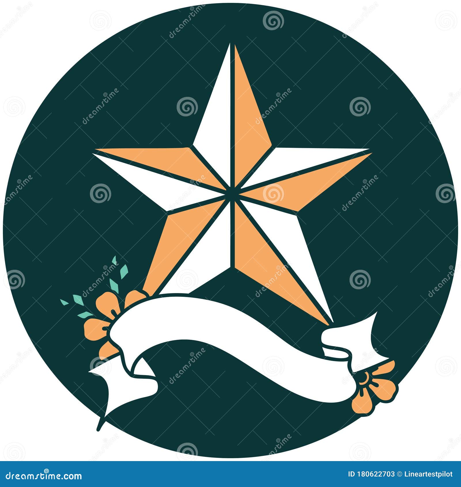 Icon with banner of a star stock vector. Illustration of drawing ...