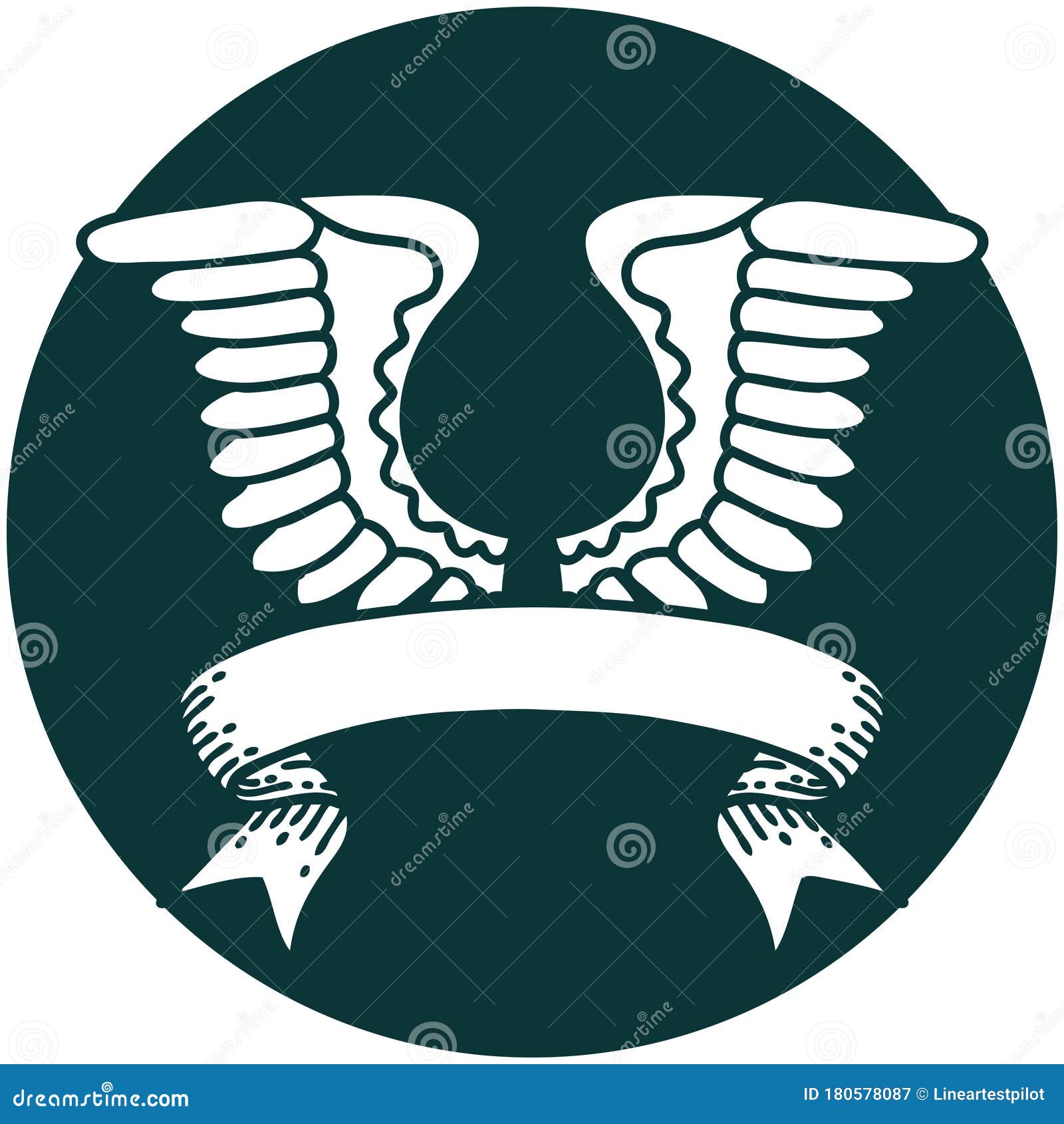 Icon with banner of a wing stock vector. Illustration of style - 180578087