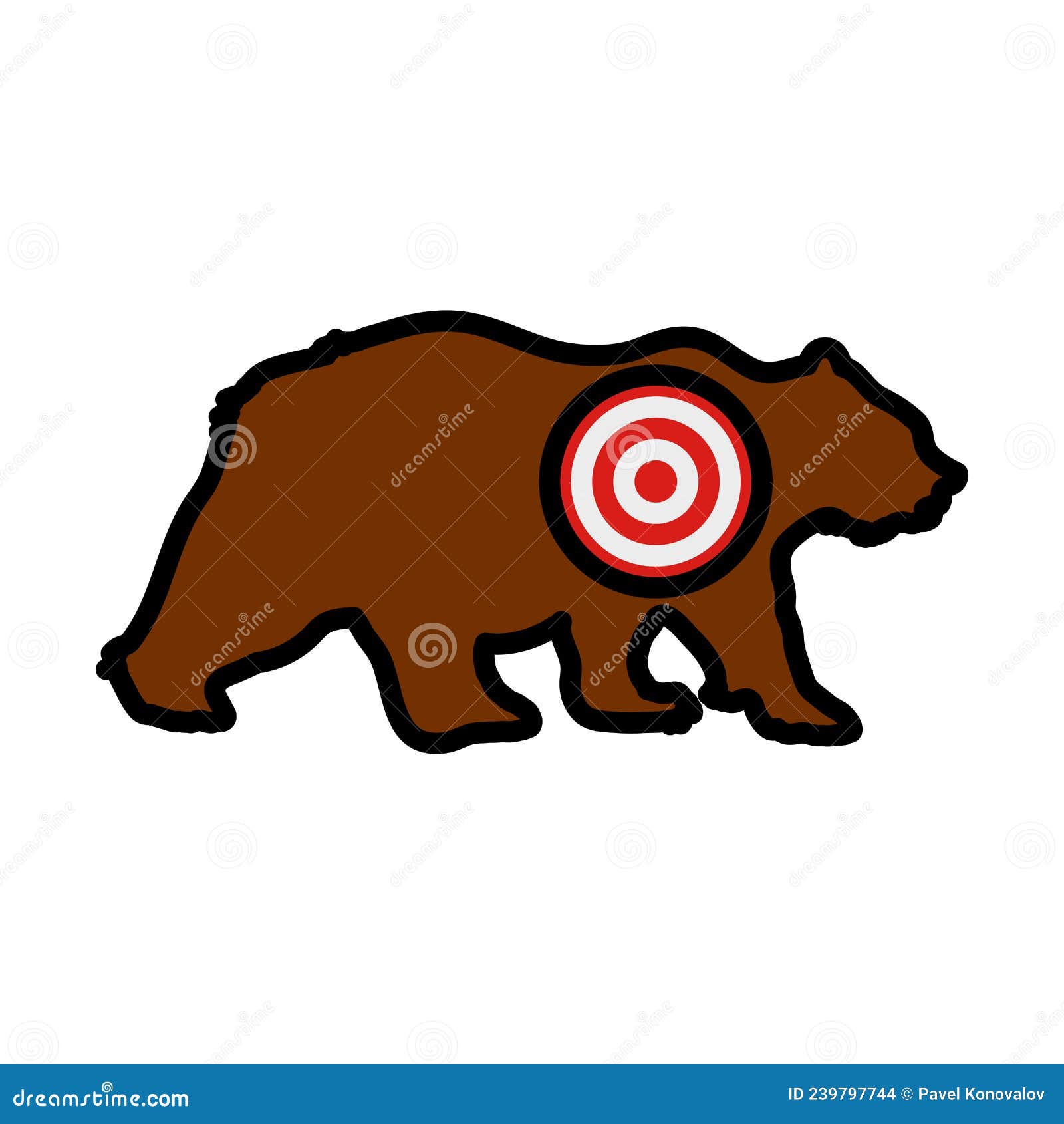 Icon of Bear Silhouette with Target Stock Vector - Illustration of ...