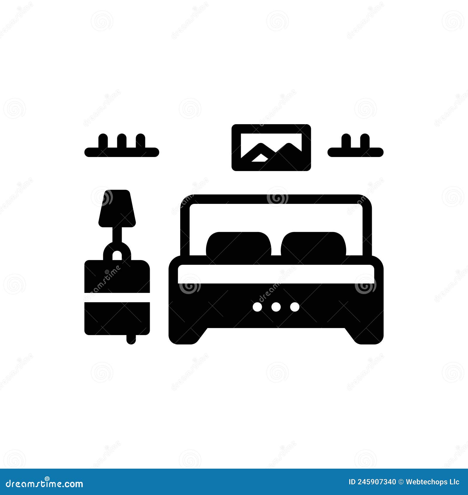 Black Solid Icon for Bedrooms, Dorm and Dormitory Stock Vector ...