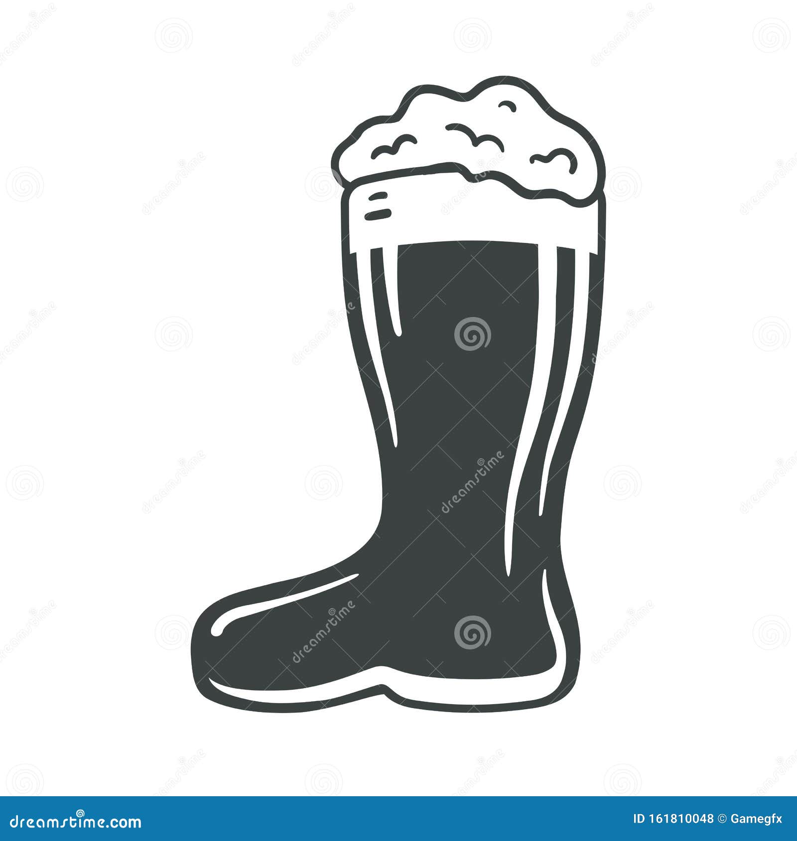 Icon Beer Boot with Foam and Bubbles in Boot Glass Stock Vector ...