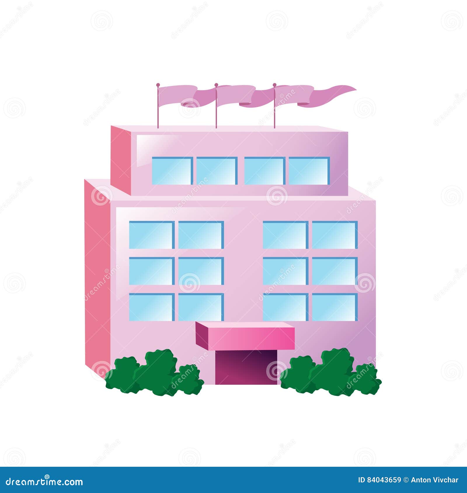 Icon big pink building stock illustration. Illustration of flat - 84043659