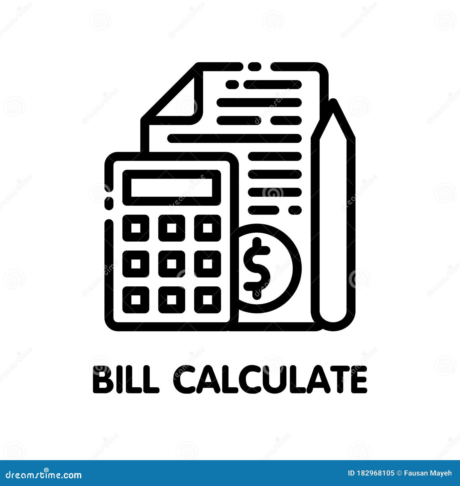 Icon Bill Calculate Outline Style Icon Design Illustration On White ...