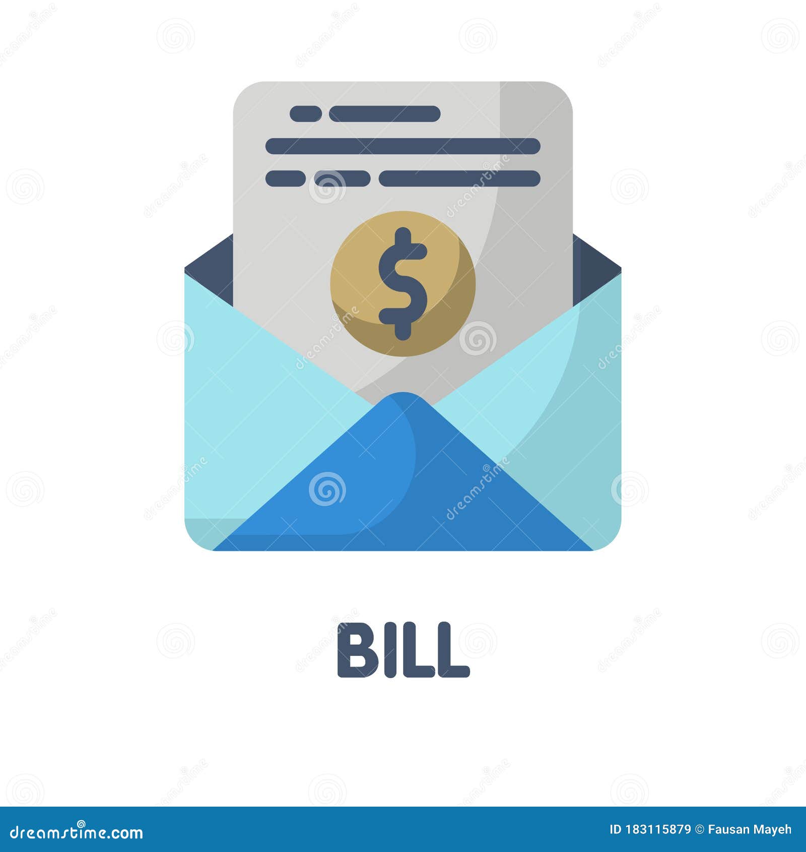 Icon Bill Invoice Flat Style Icon Design Illustration on White ...