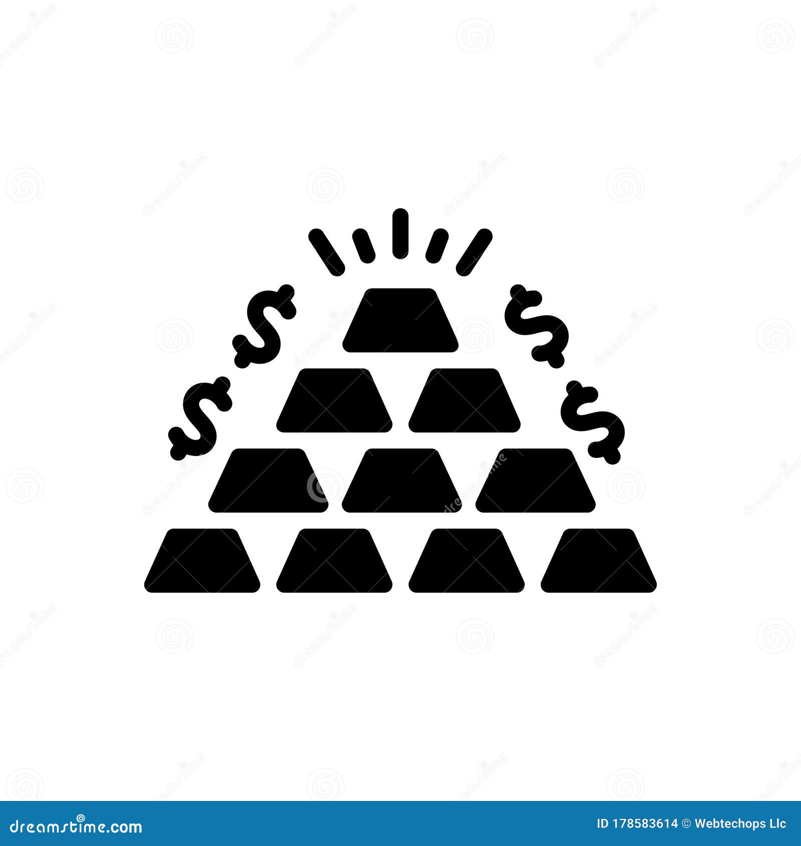 Black Solid Icon for Billion, Gold Stack and Finance Stock Vector ...