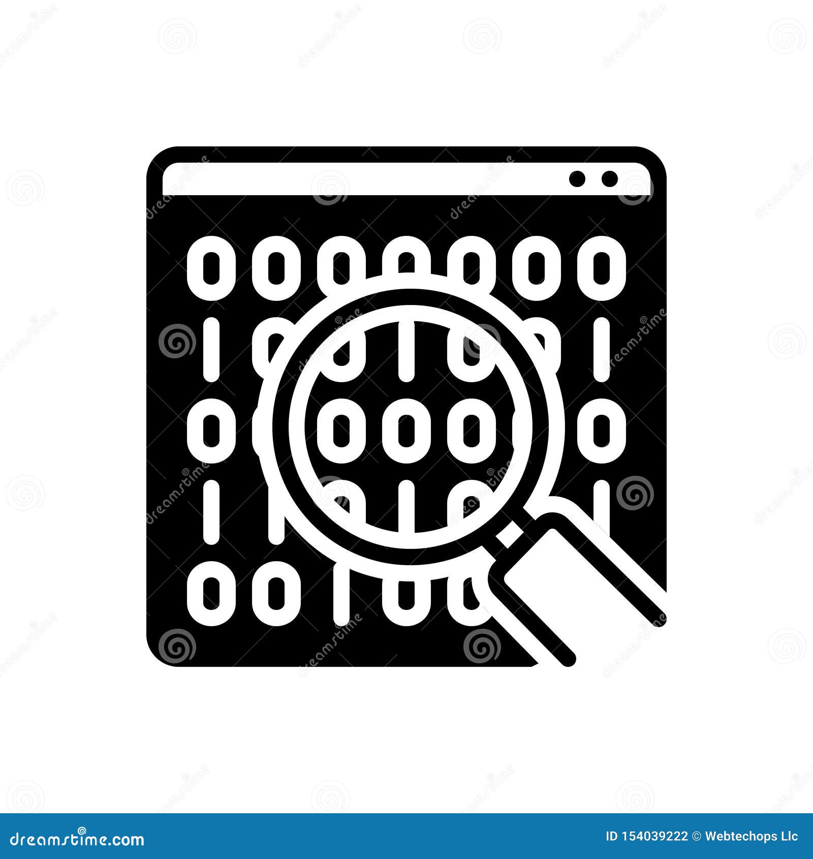 Black Solid Icon for Binary Data Search, Symbol and Coding Stock Vector ...
