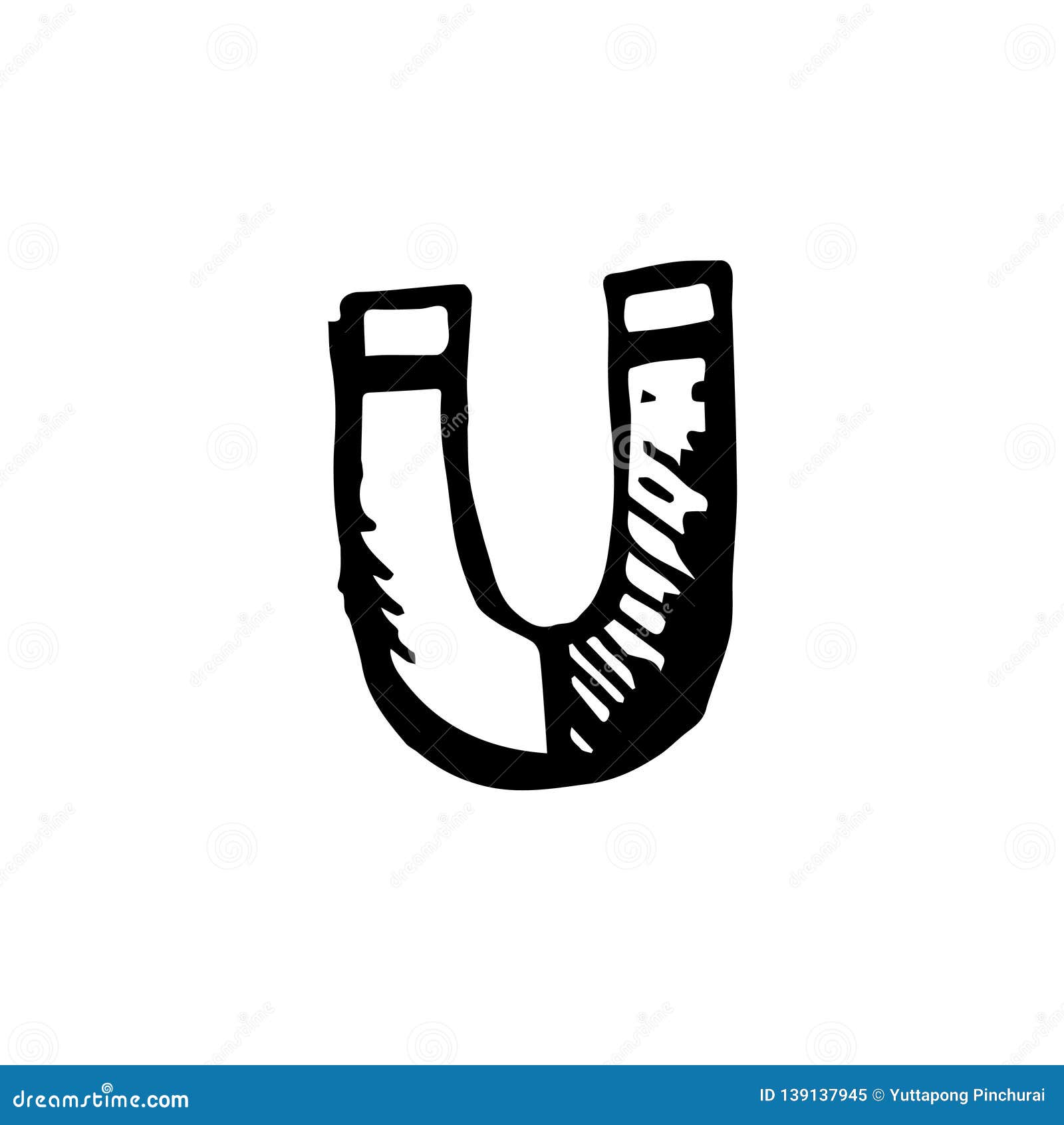 Icon Black Hand Drawn Simple Outline Magnet Symbol. Vector Illustrator ...