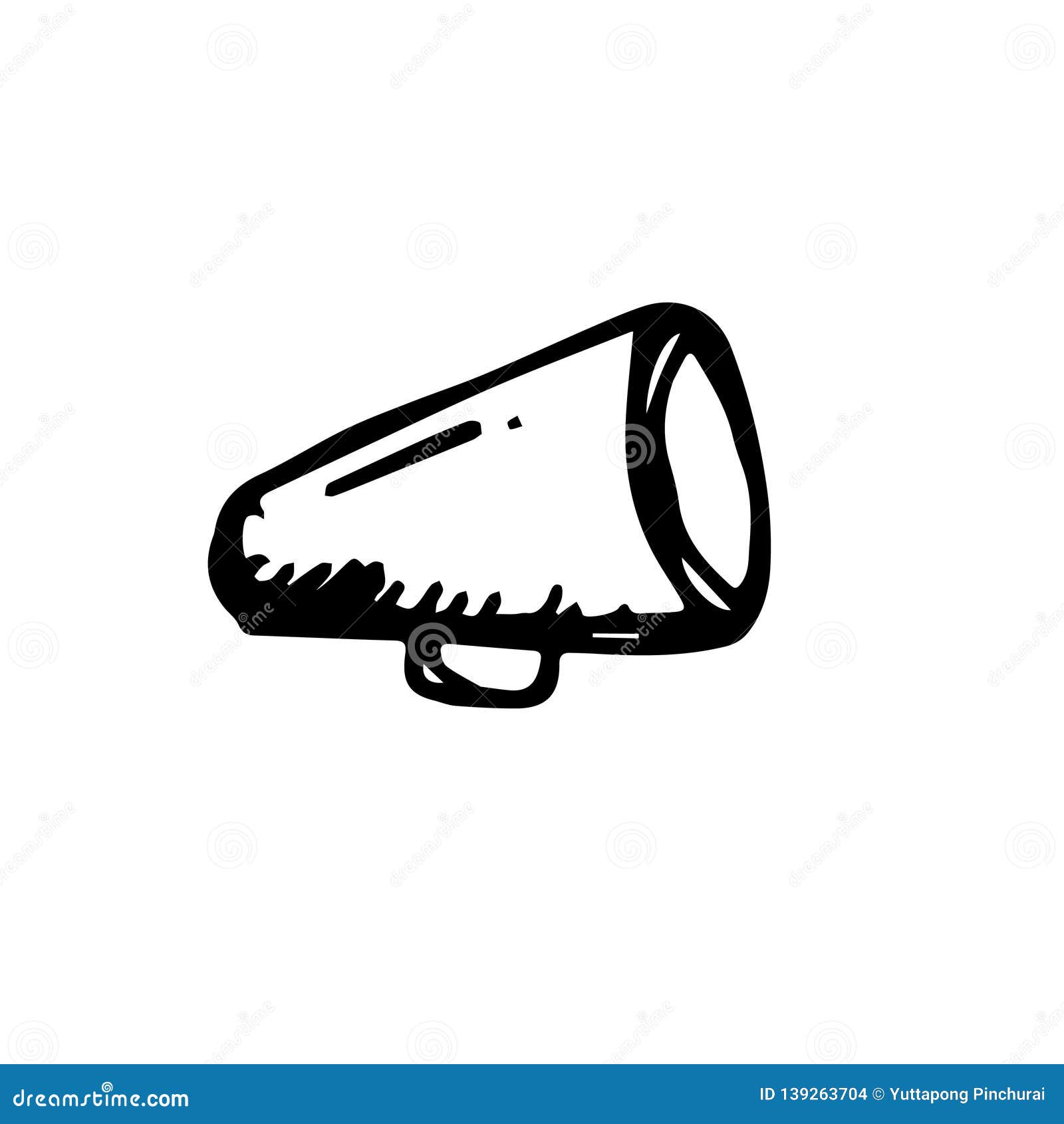 Icon Black Hand Drawn Simple Outline Megaphone Symbol. Vector ...