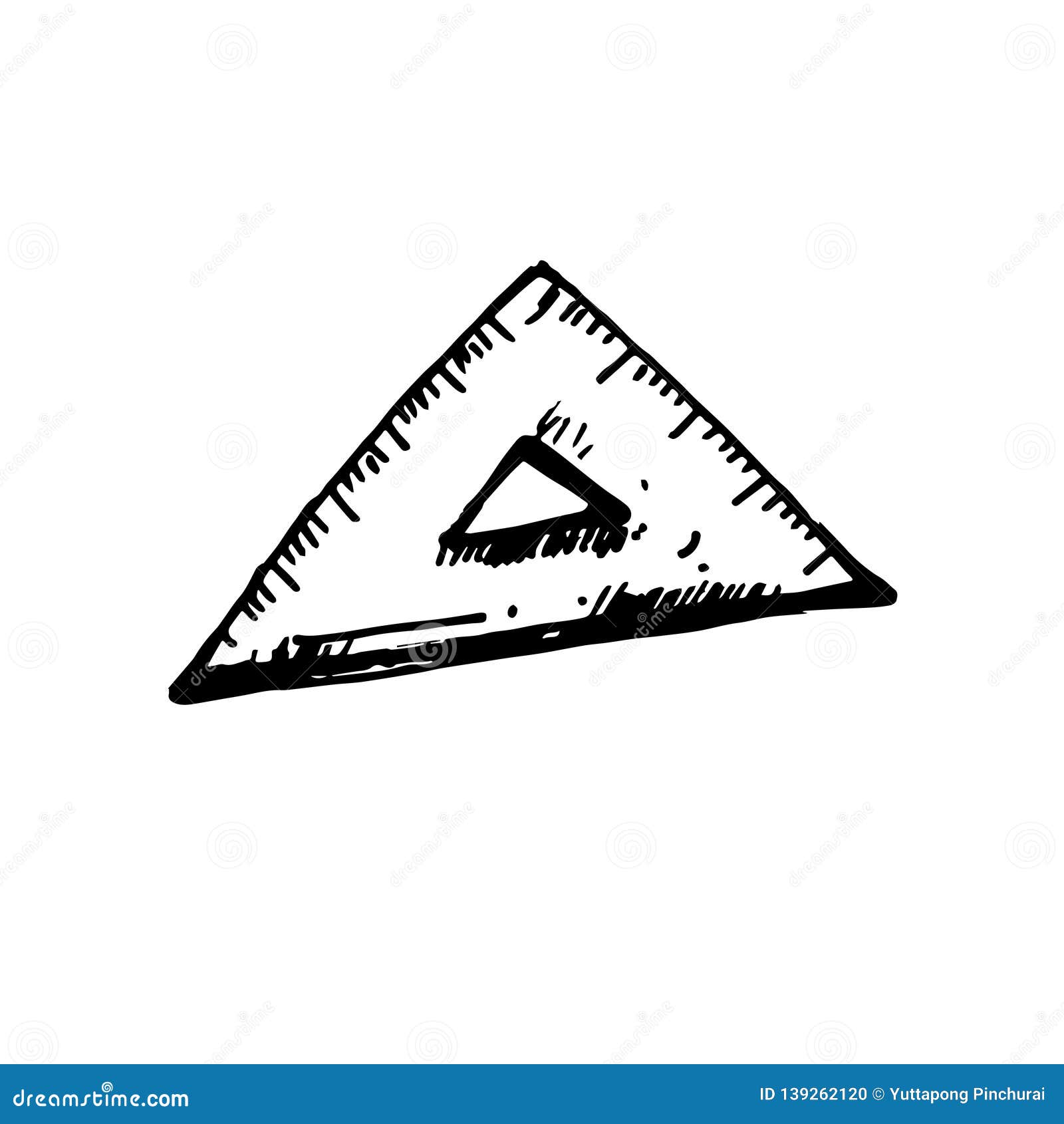 Icon Black Hand Drawn Simple Outline Triangle Ruler Symbol. Vector ...