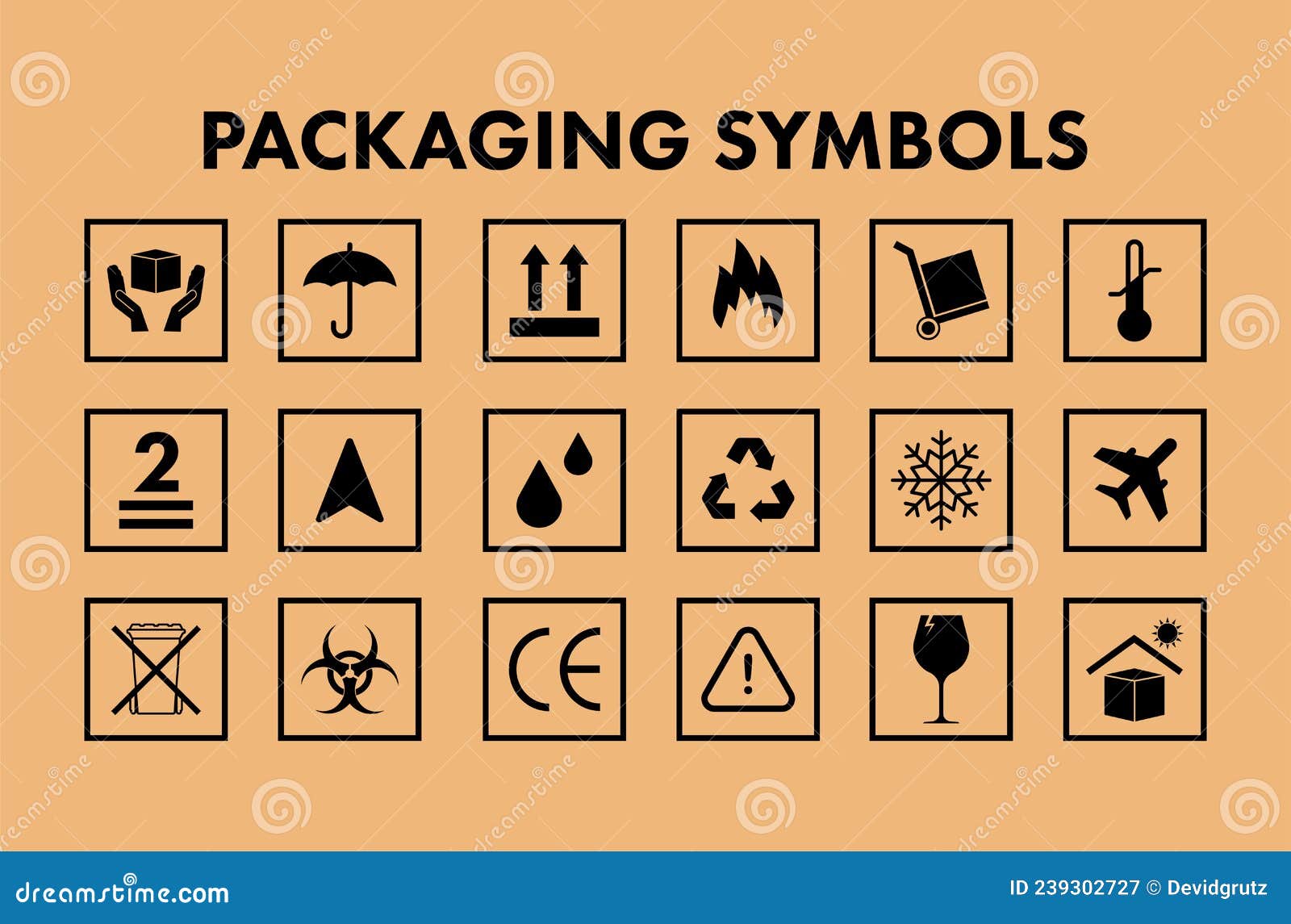 Icon with Black Packaging Symbols. Green Set. Sticker Pack. Vector Icon ...