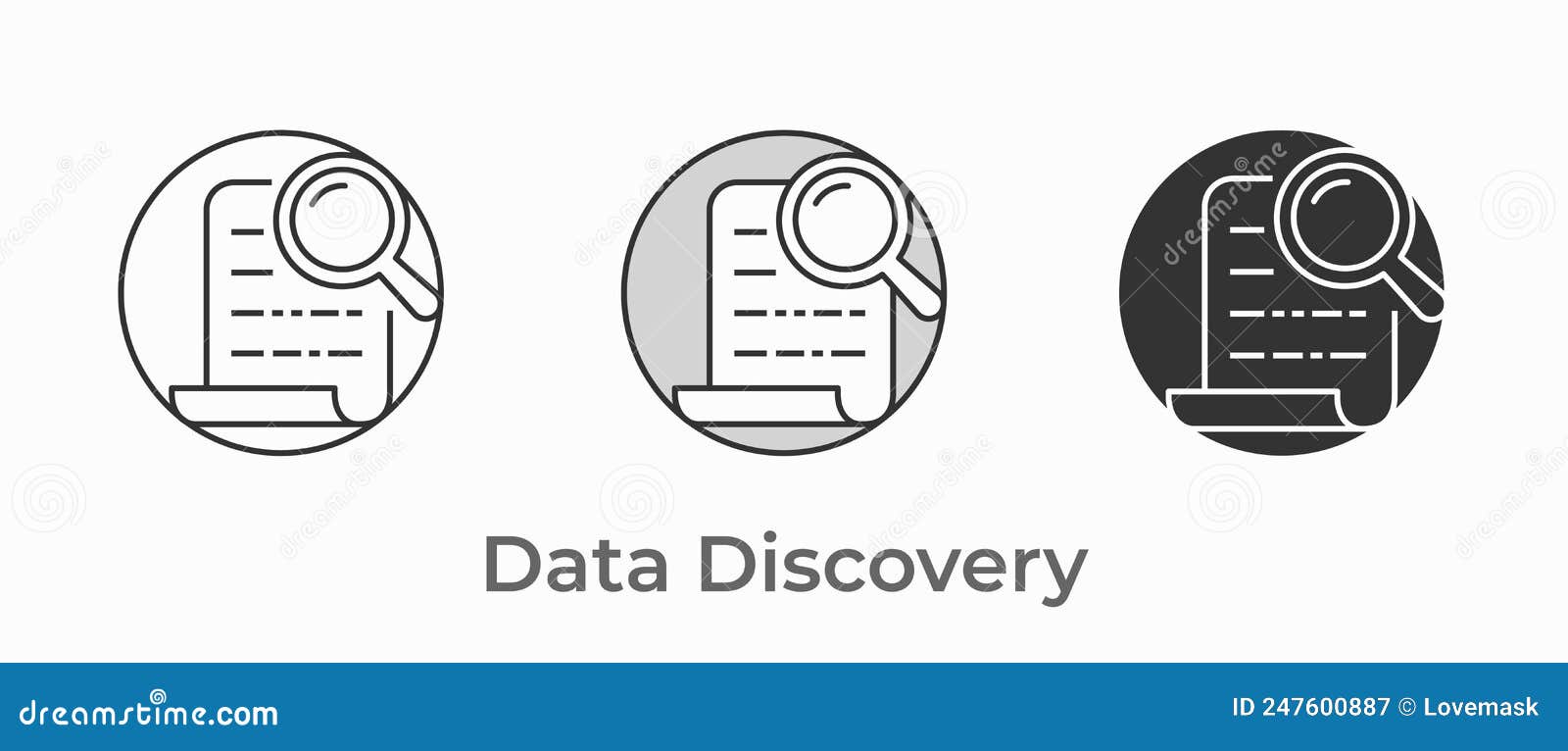 Data Discovery Icon. Black Vector Illustration Isolated on White ...